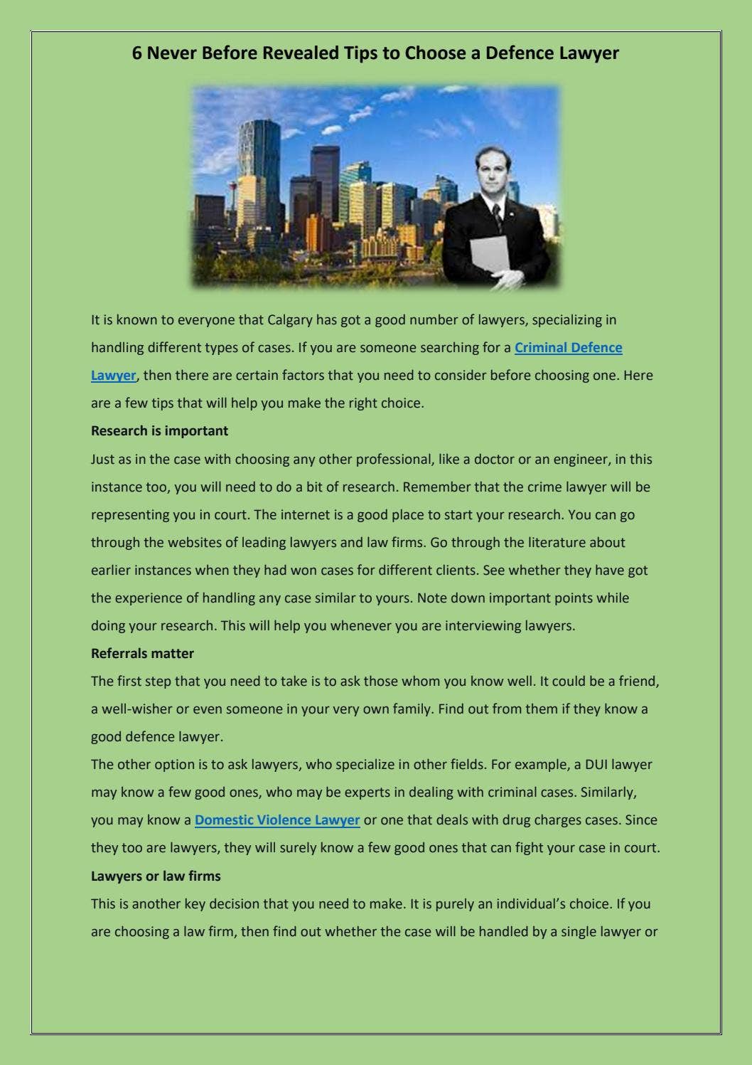6 Never Before Revealed Tips to Choose a Defence Lawyer by ...