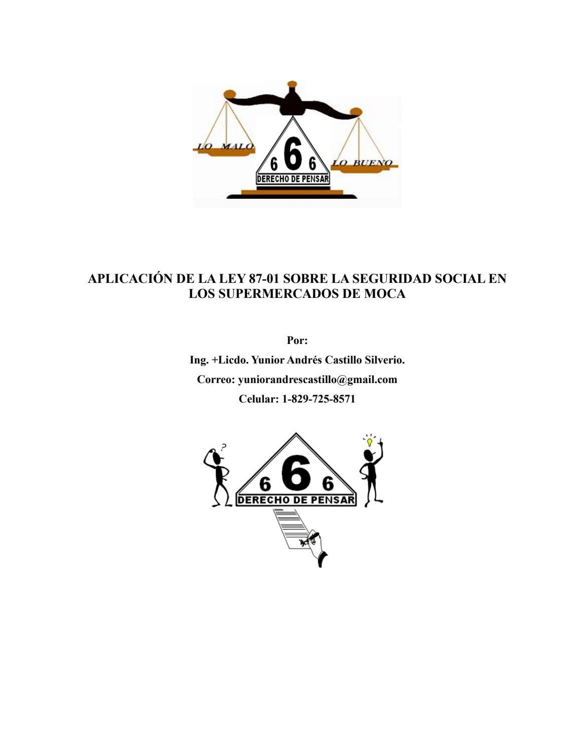 APLICACIÓN DE LA LEY 87-01 SOBRE LA SEGURIDAD SOCIAL EN LOS ...
