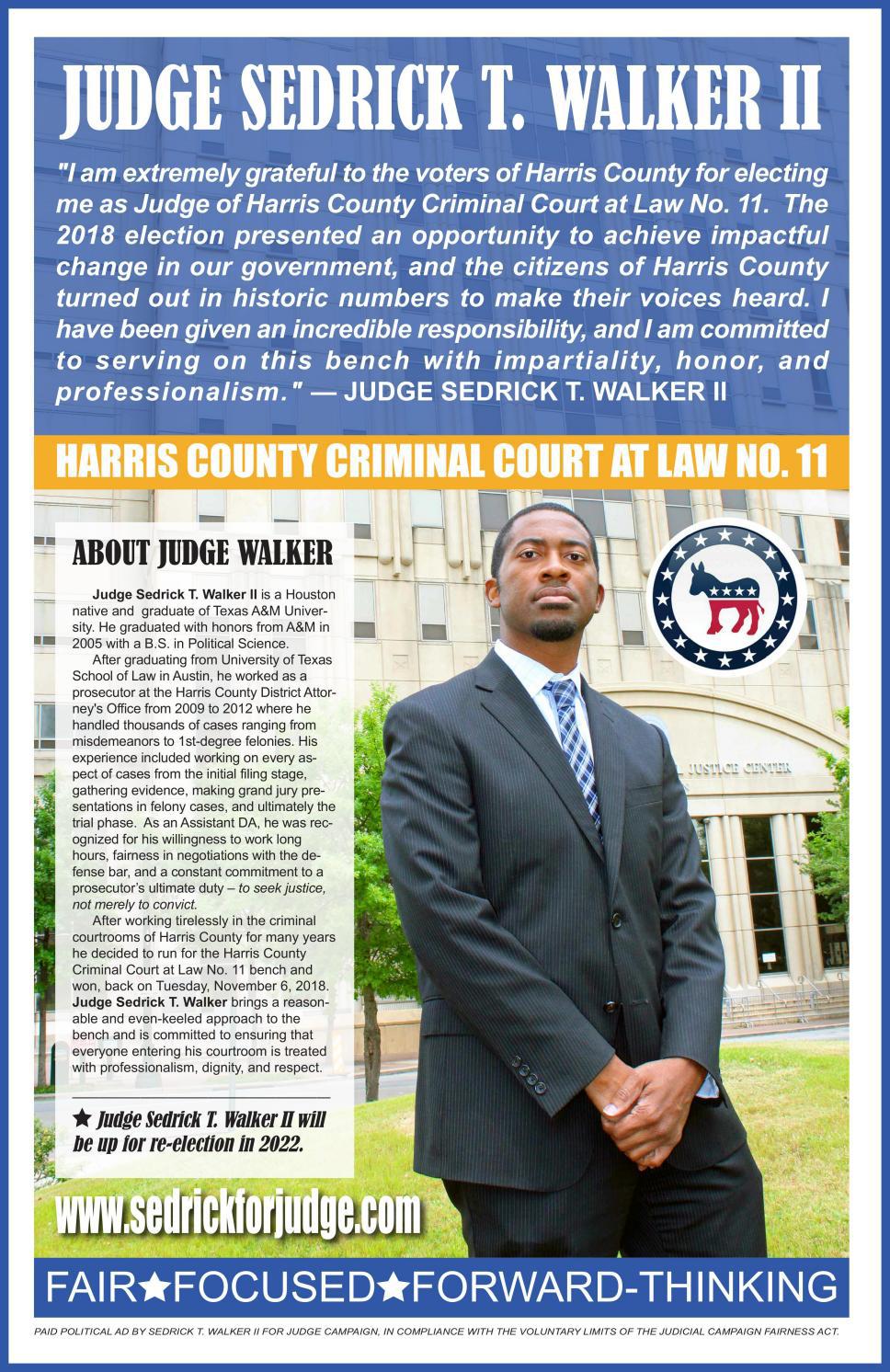 Judge Sedrick T. Walker II is Running for Re-Election in 2022 by Aubrey ...
