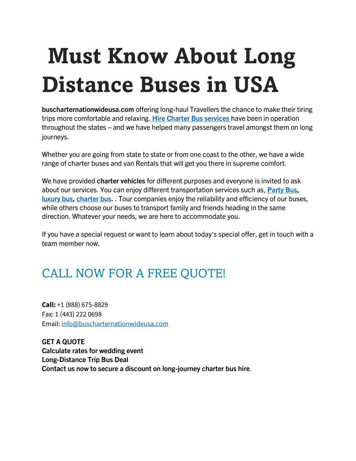 Must know about long Distance Buses in USA by bcn usa - Issuu