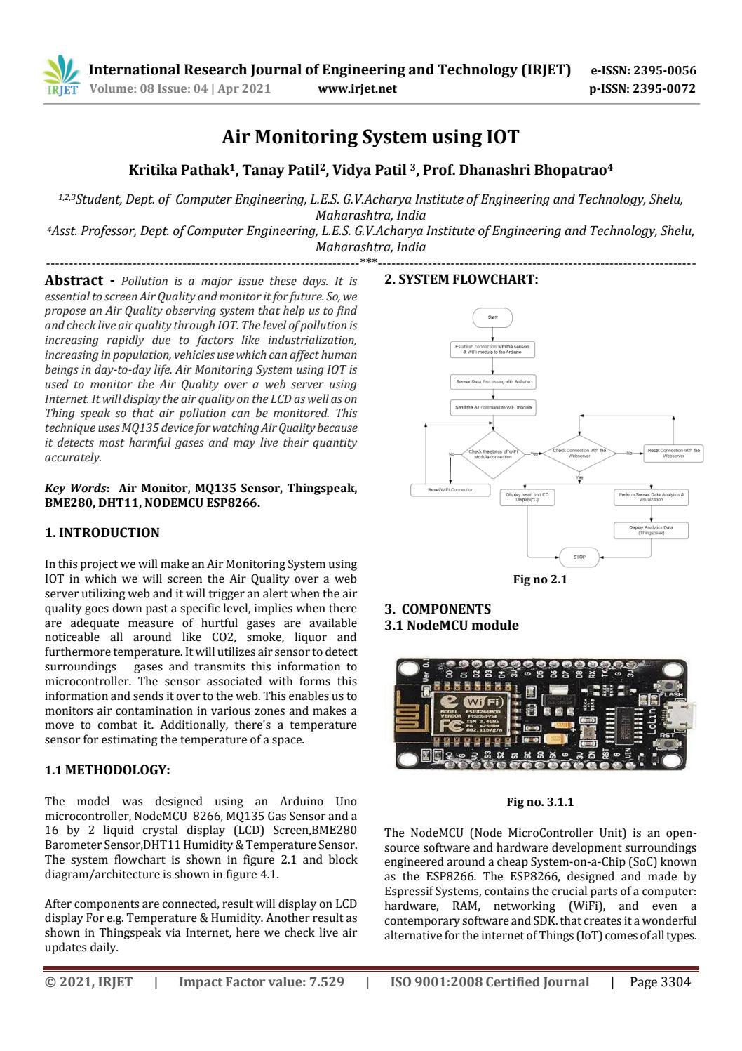 IRJET- Air Monitoring System using IoT by IRJET Journal - Issuu