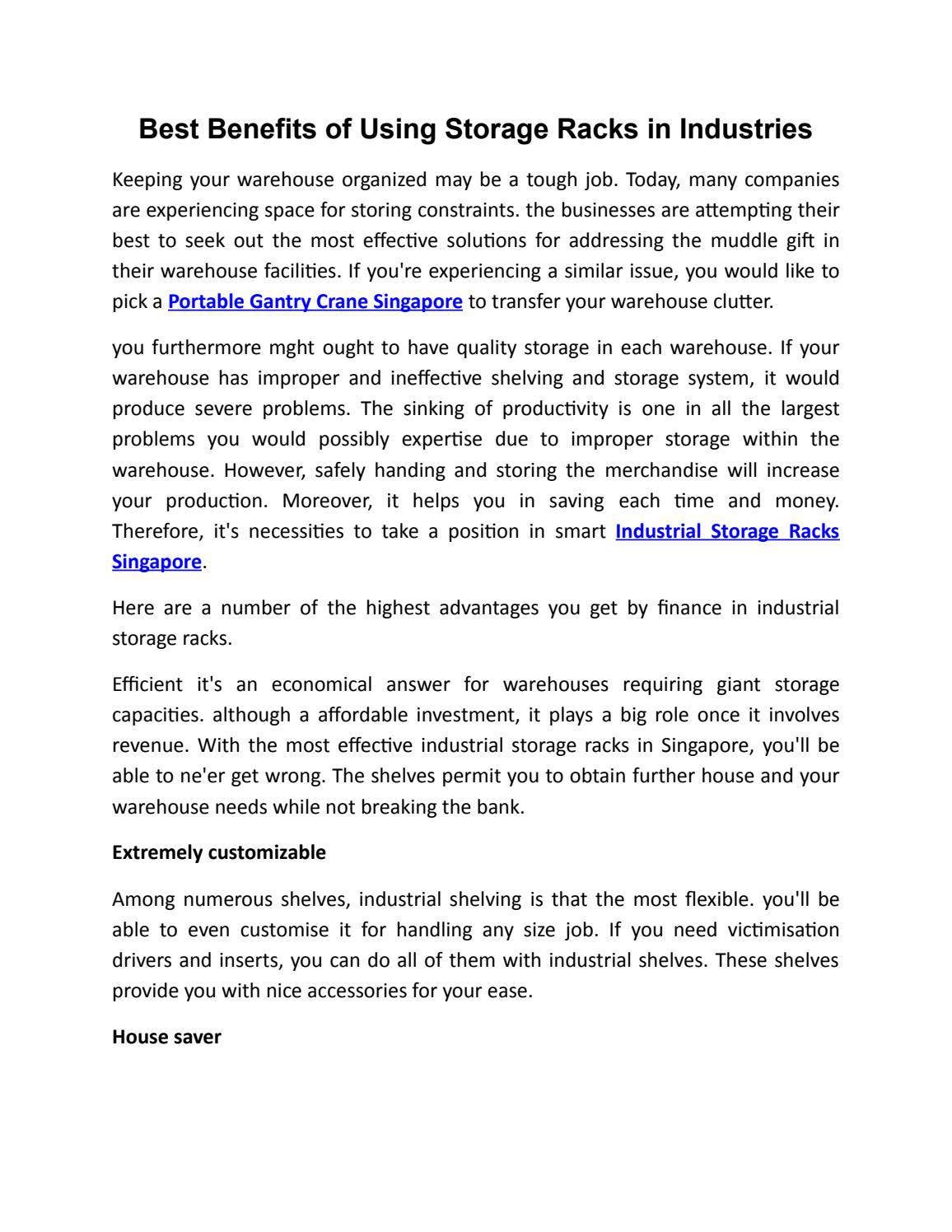 Best Benefits of Using Storage Racks in Industries by Unipac Equipment ...