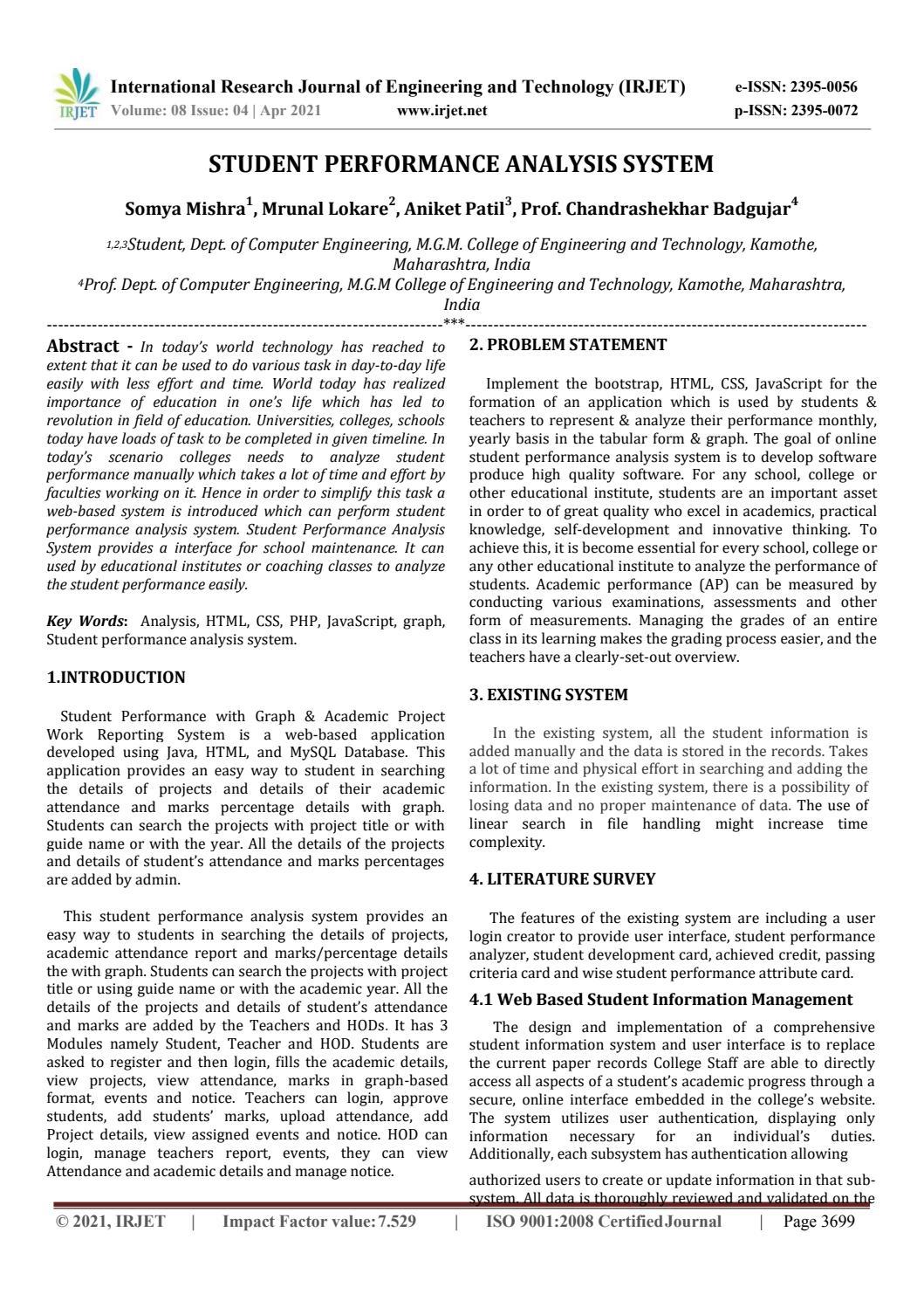 IRJET- Student Performance Analysis System by IRJET Journal - Issuu