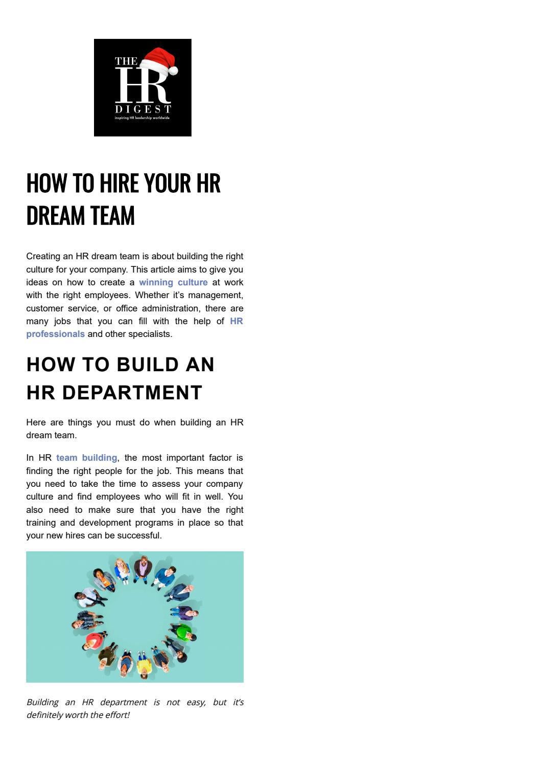 How to Find and Hire the HR Team of Your Dreams? by Ethan Hest - Issuu