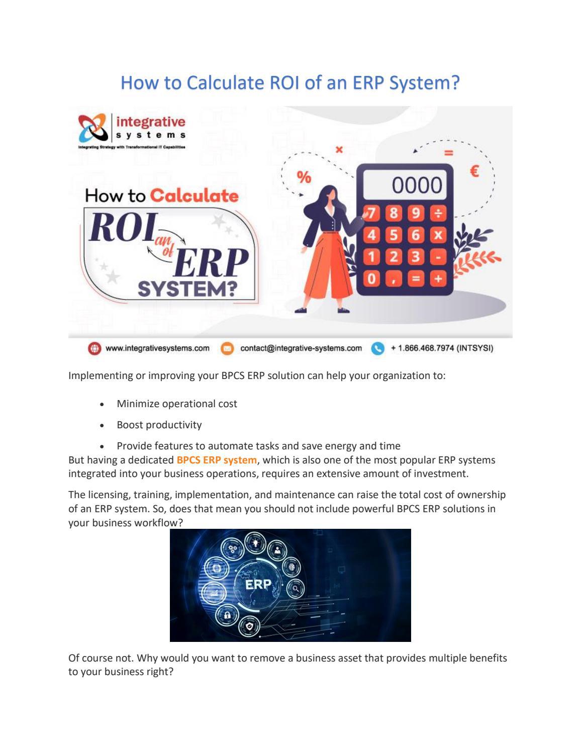 How to Calculate ROI of an ERP System? by Integrative Systems - Issuu
