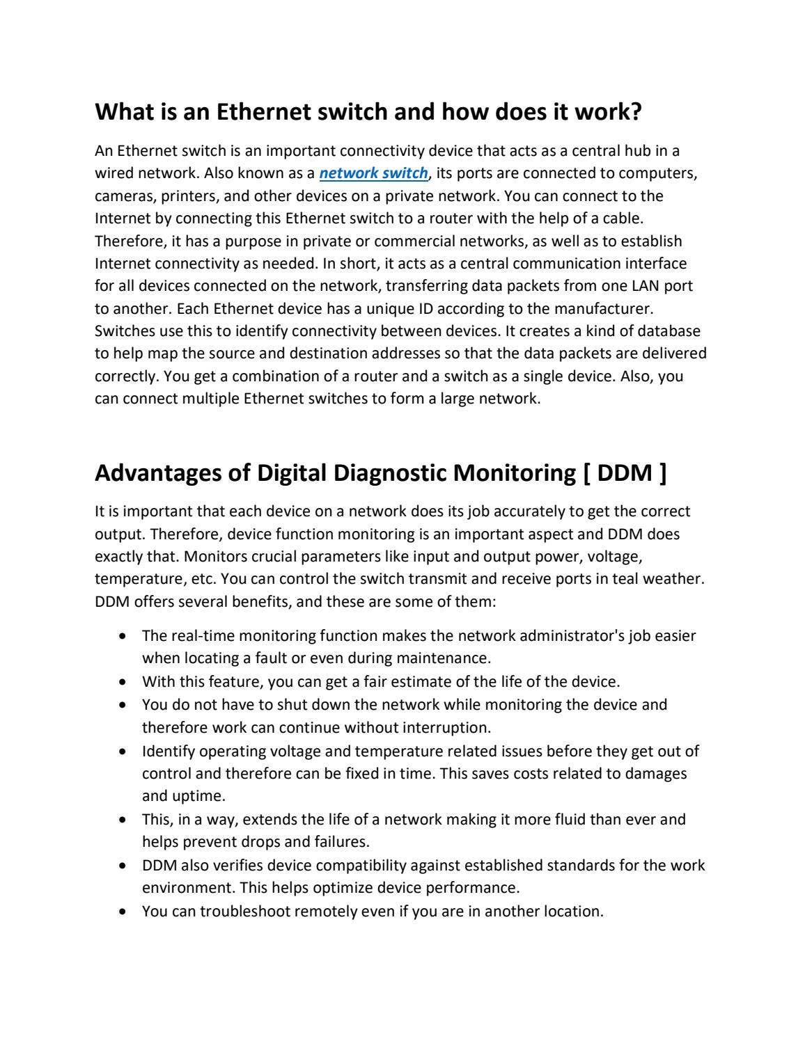 Know About Digital Diagnostic Monitoring Function in Ethernet Switches ...