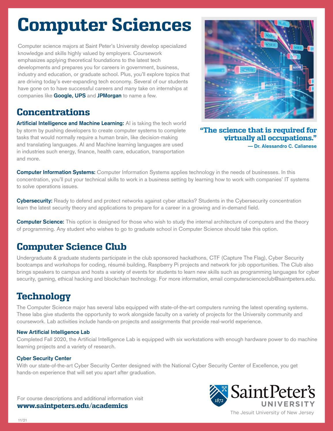Computer Sciences 2022 by Saint Peter's University - Issuu