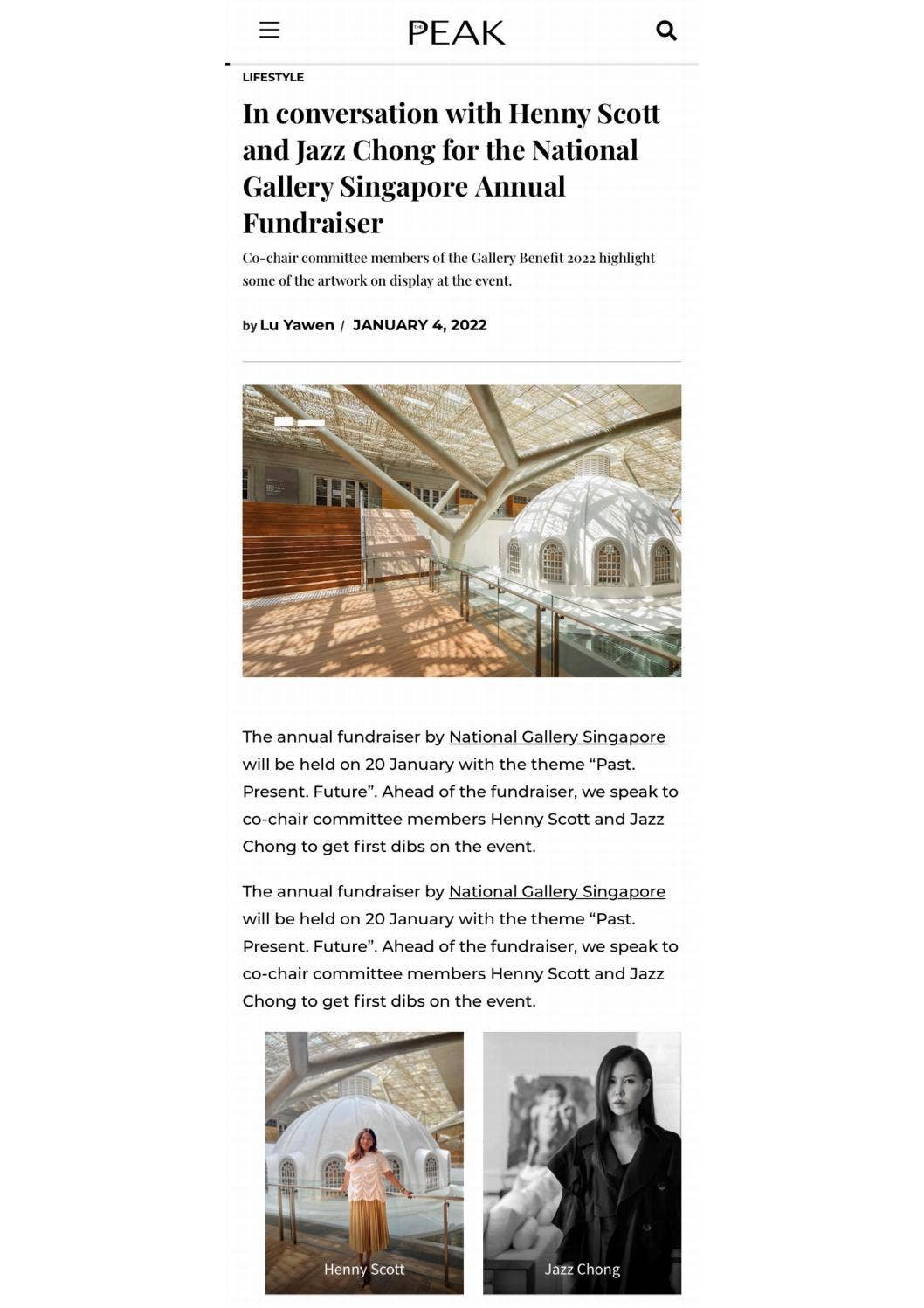 The Peak in conversation with Jazz Chong for the National Gallery ...