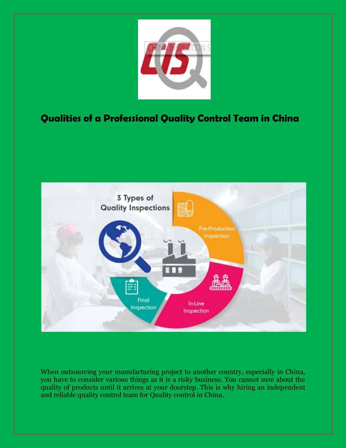 Qualities of a Professional Quality Control Team in China by ...