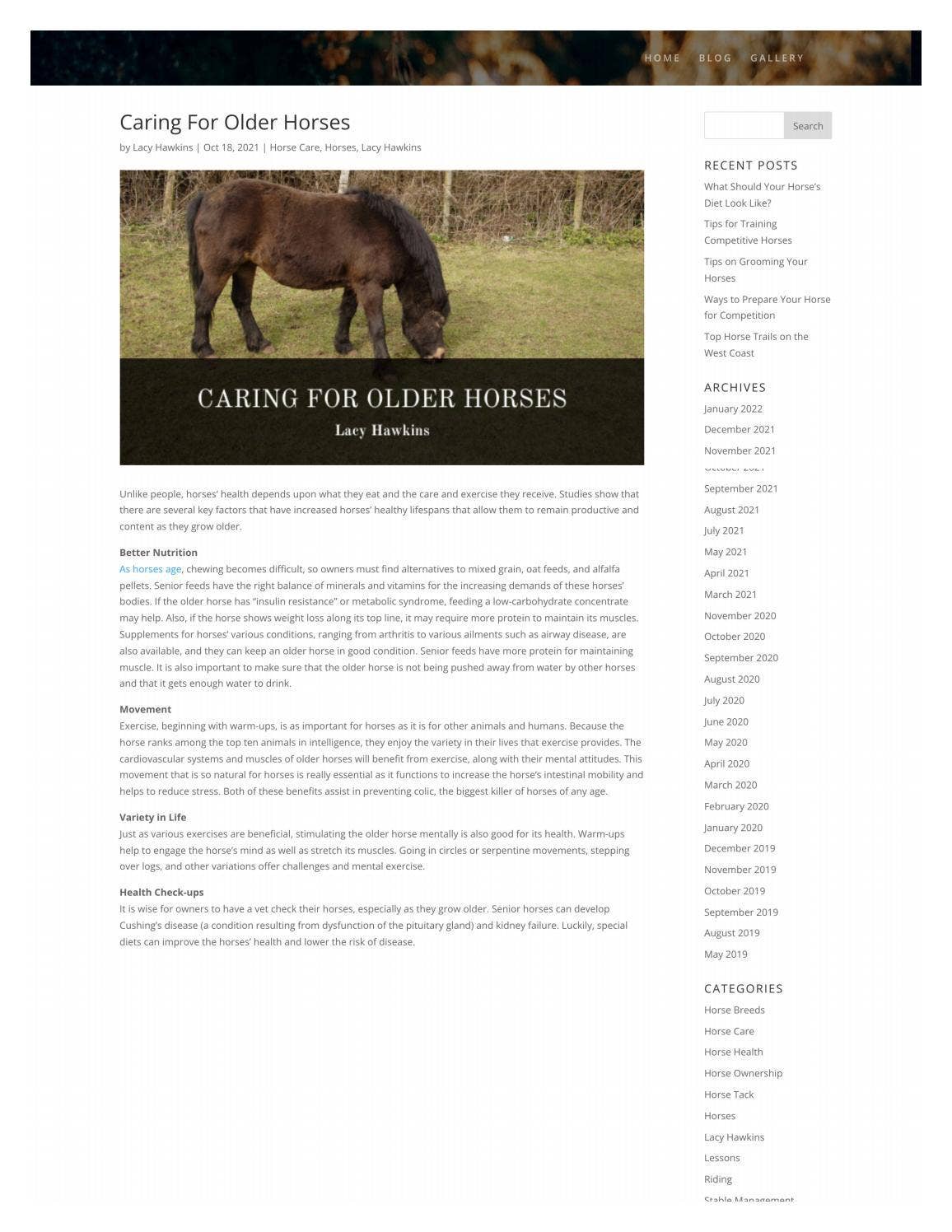 Caring For Older Horses by Lacy Hawkins - Issuu