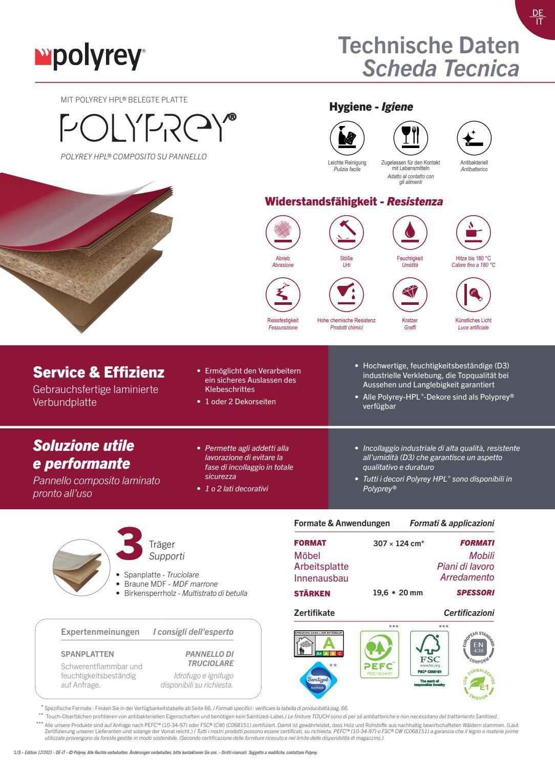 POLYREY - FICHE TECHNIQUE - Polyprey - DE - IT by Wilsonart - Issuu