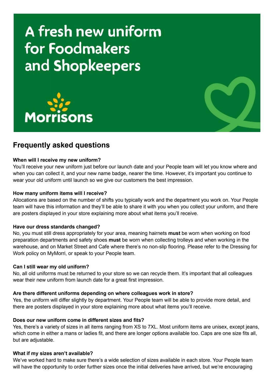 New uniform FAQs by Morrisons - Issuu