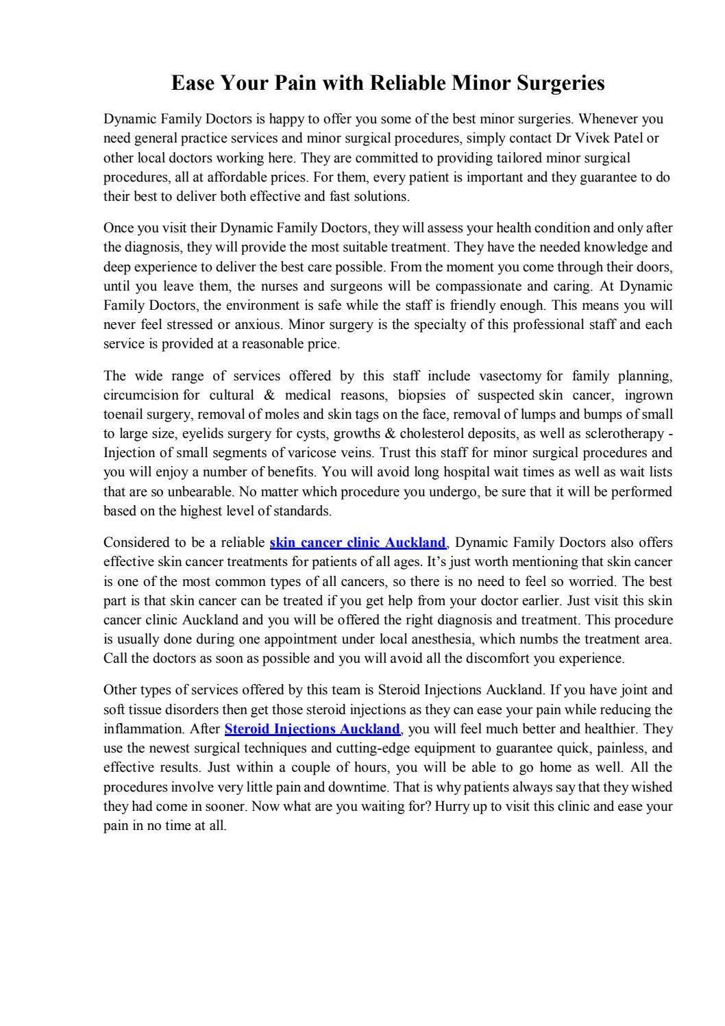 Ease Your Pain with Reliable Minor Surgeries by Dynamic Doctors - Issuu