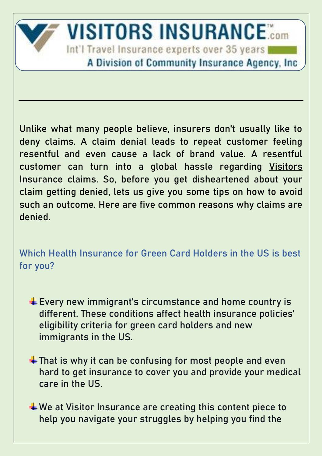 Which Health Insurance for Green Card Holders in the US is best for you ...