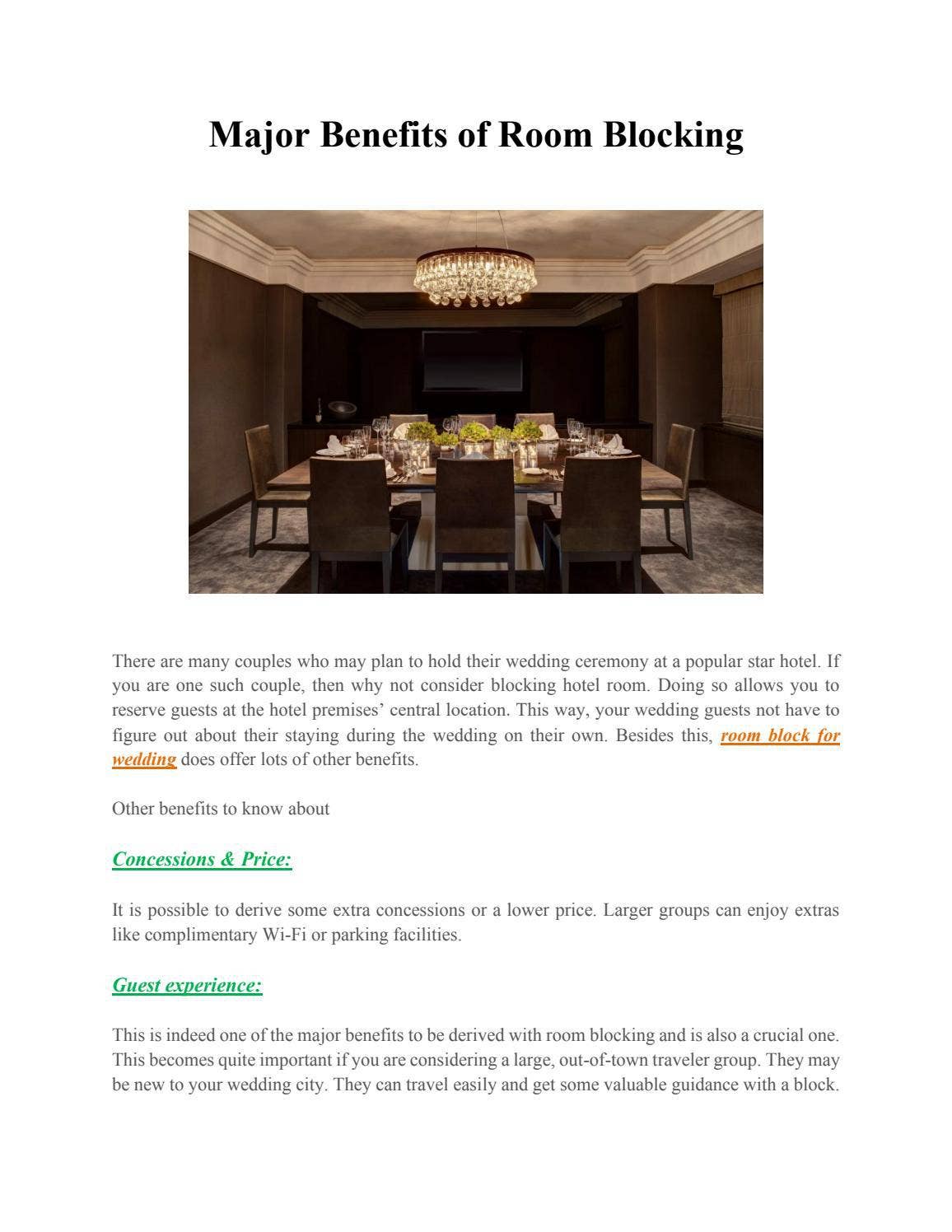 Major Benefits of Room Blocking by Best Venues - Issuu