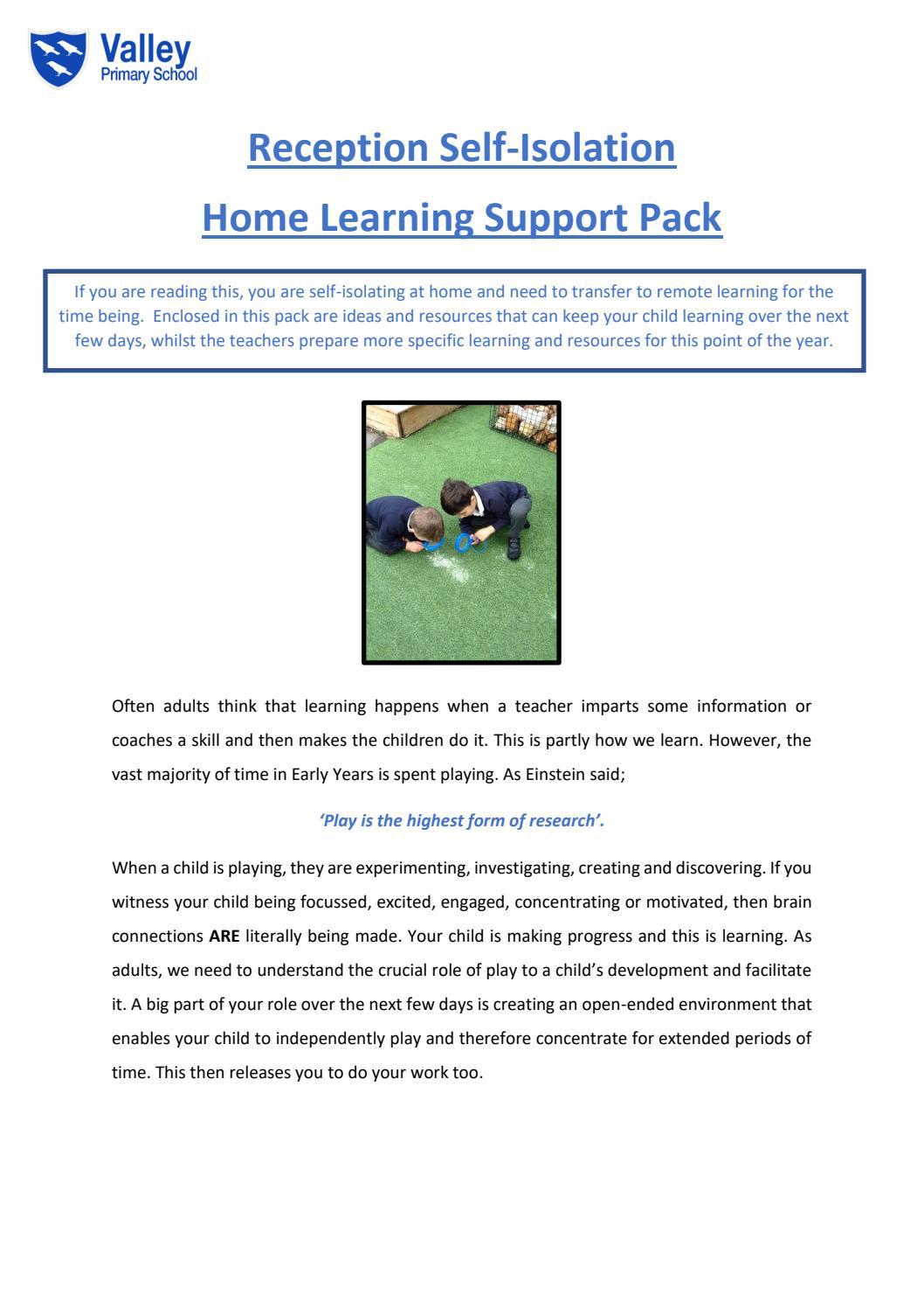 Reception Self-Isolation Pack Instructions by Schudio - Issuu