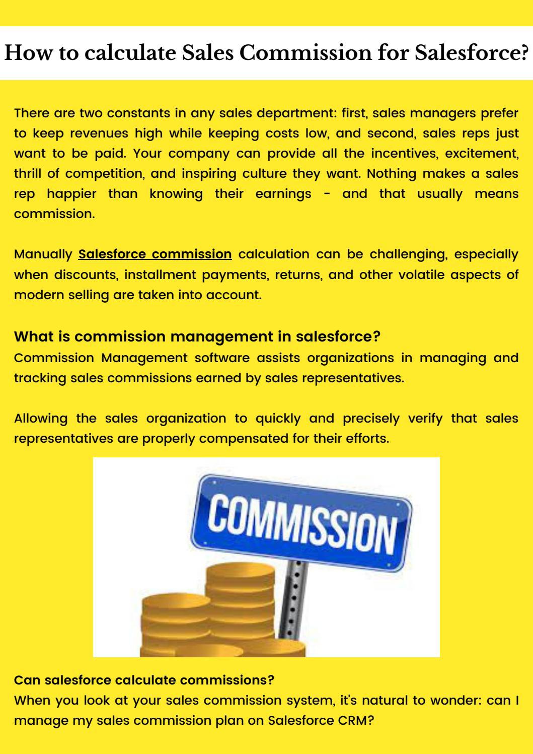 How to calculate Sales Commission for Salesforce? by Wahinnovations - Issuu