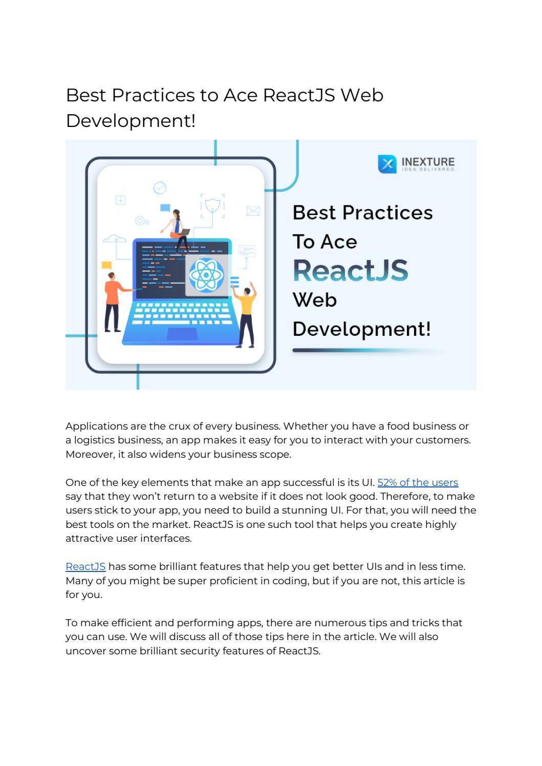 Tips and Tricks to Level Up Your ReactJS Web Development! by INEXTURE ...