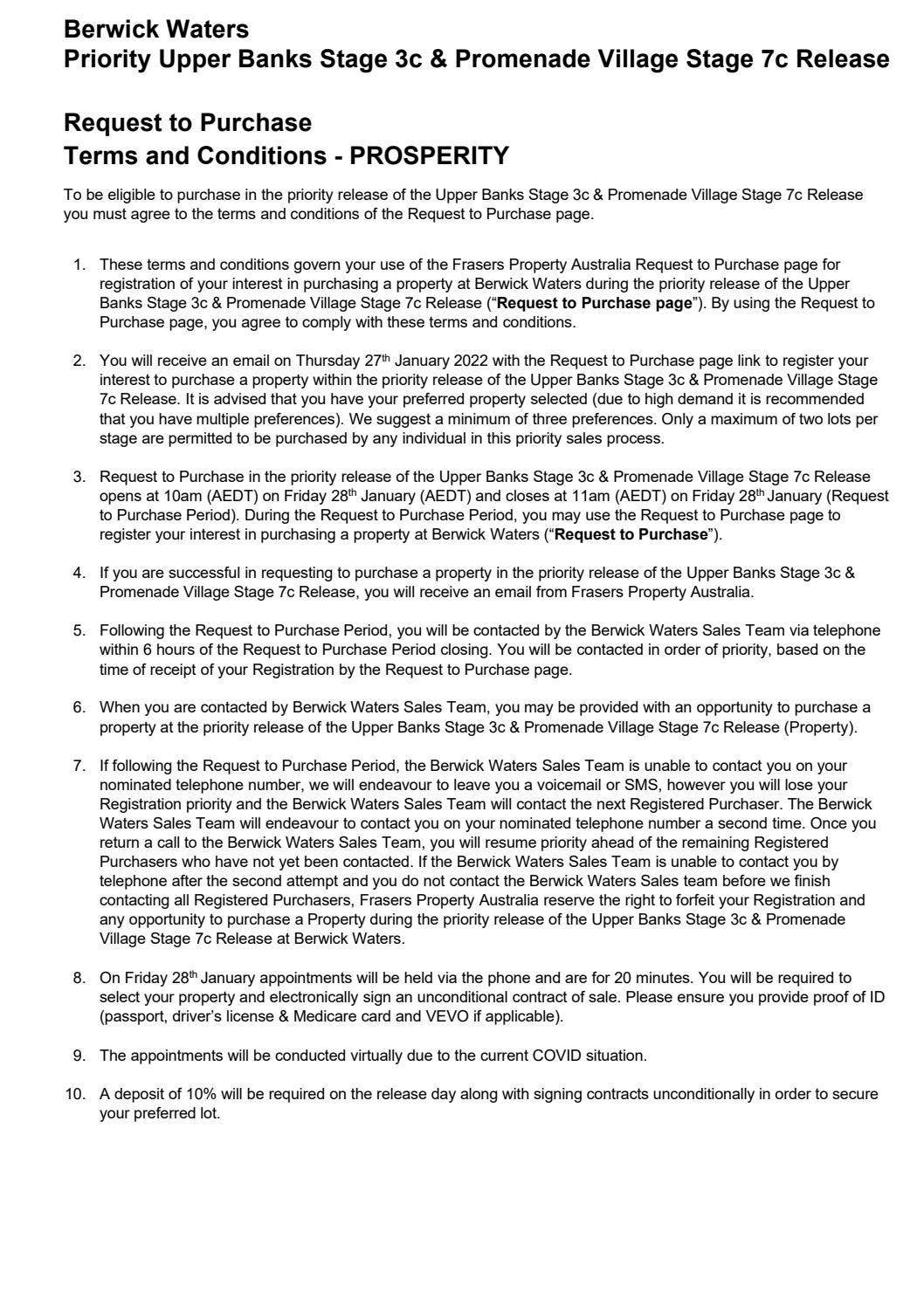 Berwick Waters | Stage 3c and Stage 7c Release | PROSPERITY T&C's by ...