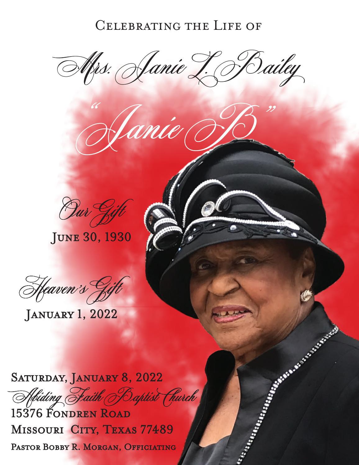 Celebrating the Life of Janie L. Bailey - "Janie B" by Ladybobo - Issuu