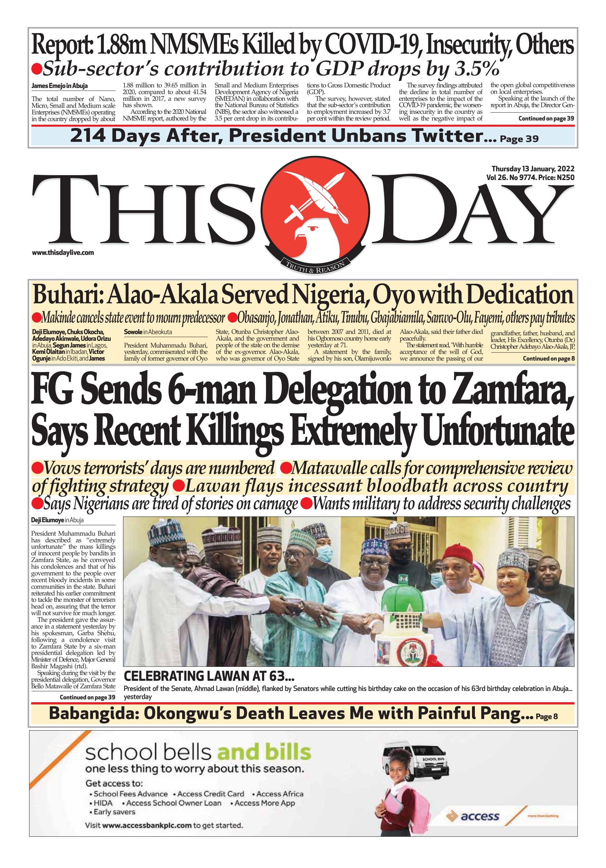 THURSDAY 13TH JANUARY 2022 By THISDAY Newspapers Ltd Issuu