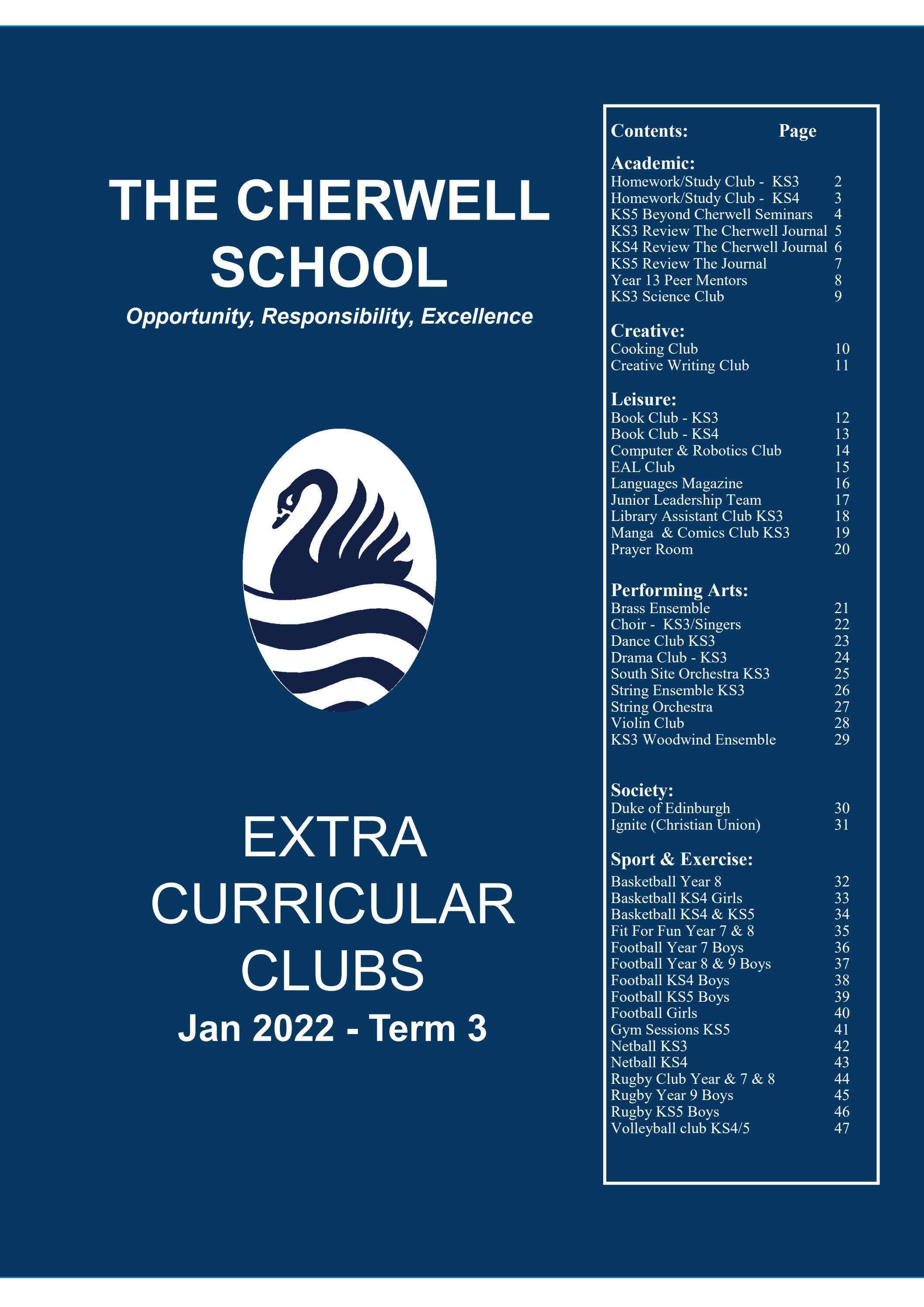 Cherwell Extra Curricular Clubs Term 3 - Jan 2022 by cherwell3 - Issuu