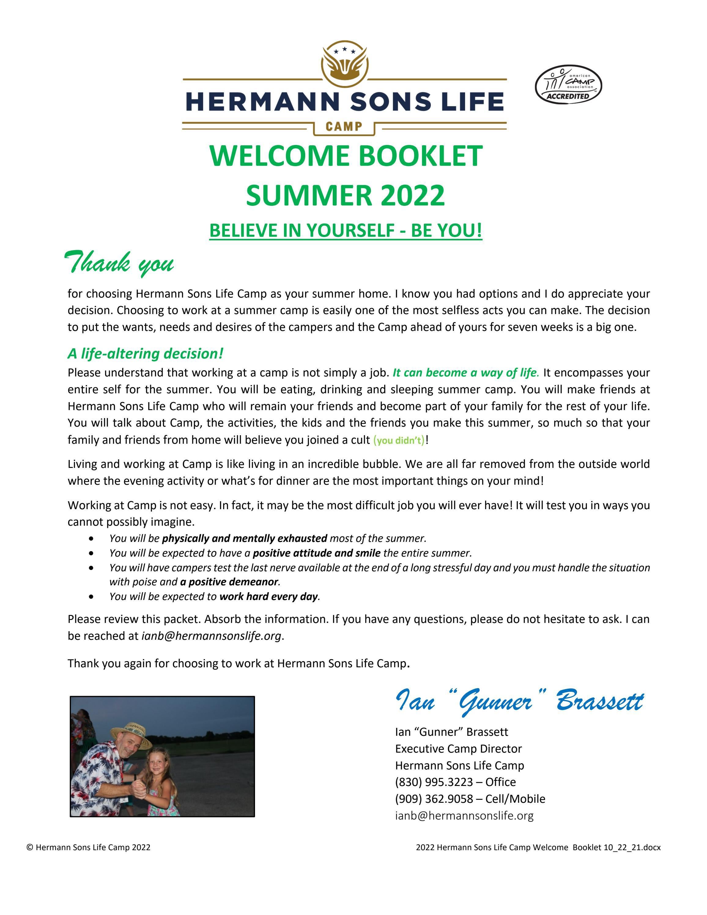 Camp Staff Booklet 2022 by Hermann Sons Life - Issuu