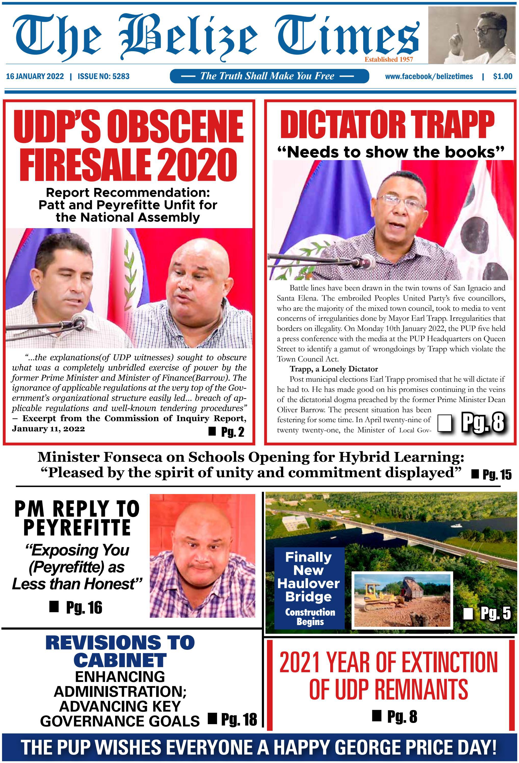 Belize Times January 16, 2022- Dictator Trapp by Belize Times Press - Issuu