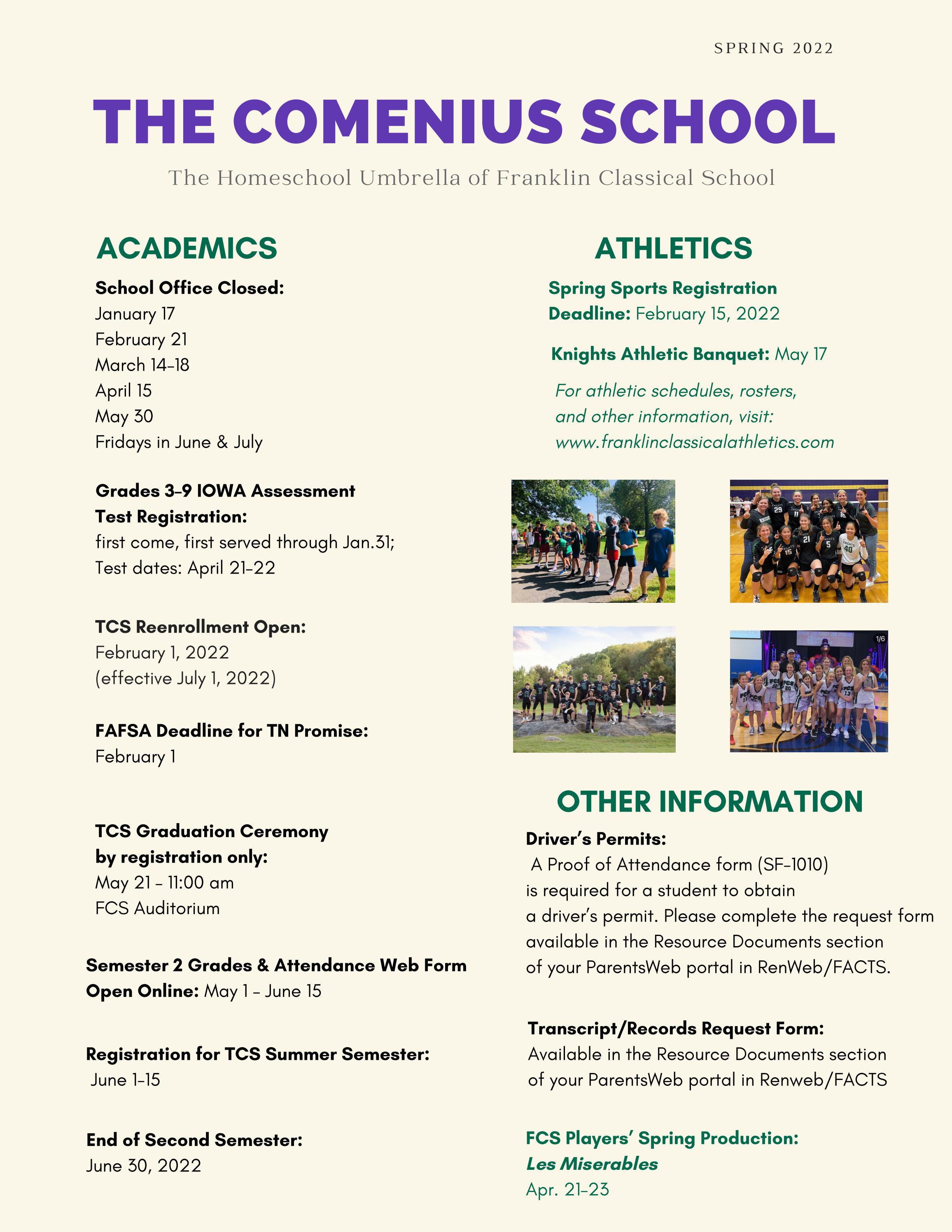 The Comenius School Newsletter - Spring 2022 by FranklinClassicalSchool ...