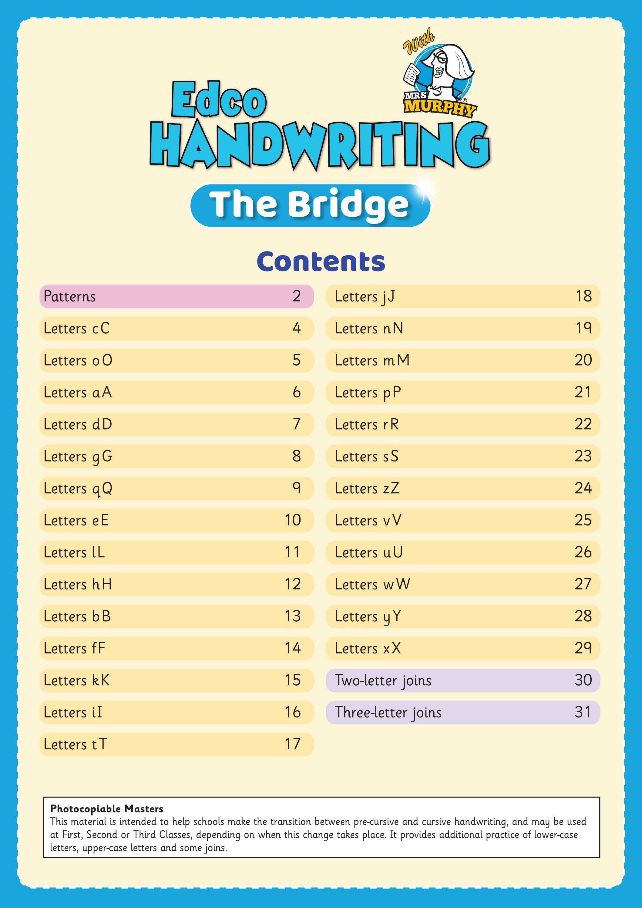 Edco Handwriting with Mrs Murphy - The Bridge Sample Booklet by Edco ...