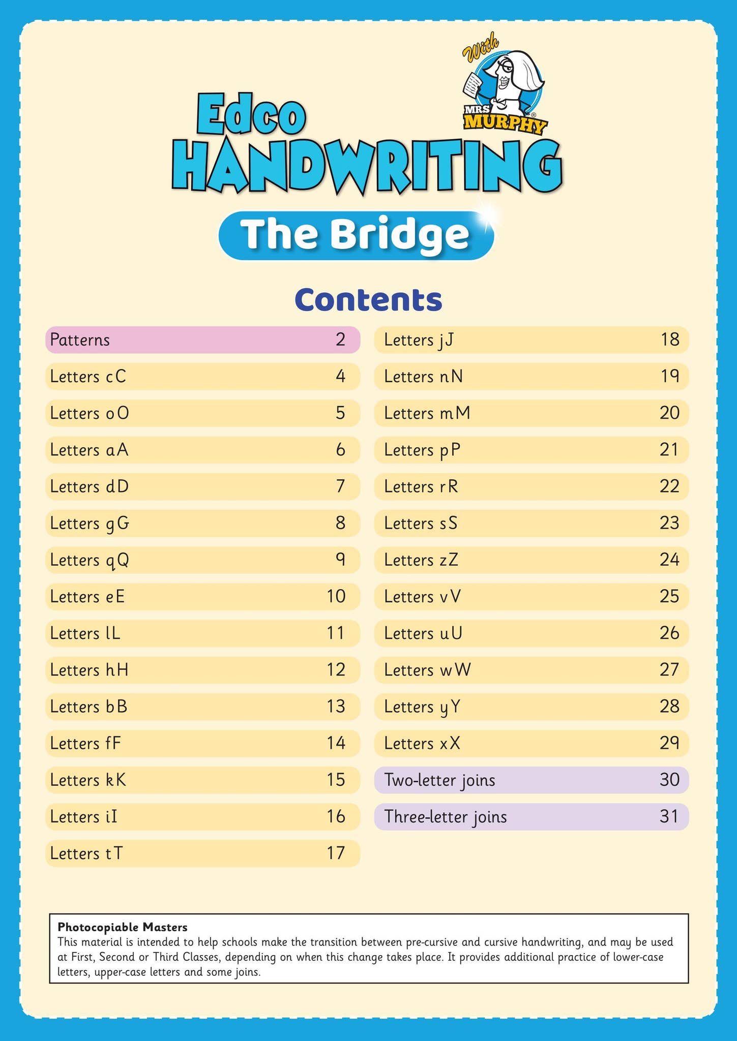 Edco Handwriting with Mrs Murphy - The Bridge Sample Booklet by Edco ...