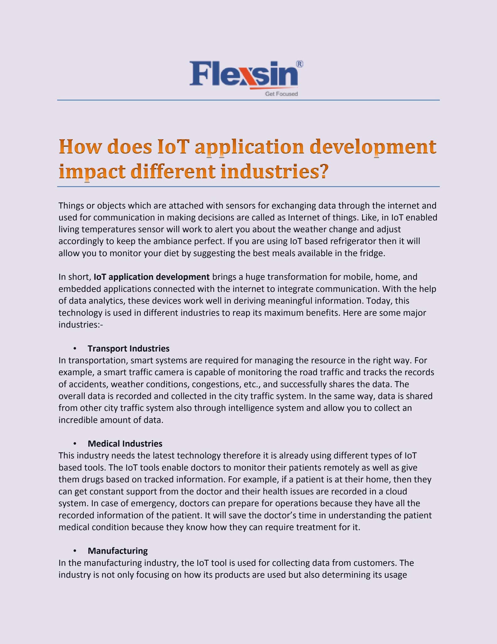 How does IoT application development impact different industries? by Flexsin - Issuu