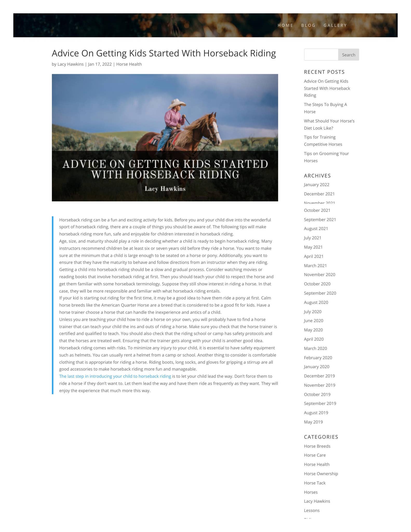 Advice On Getting Kids Started With Horseback Riding by Lacy Hawkins ...