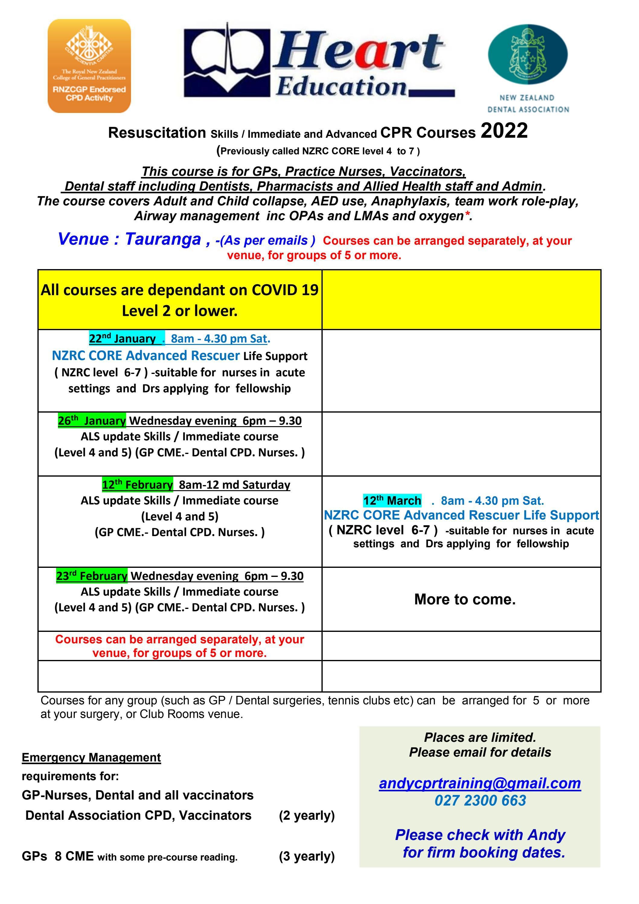 2022 01 Resus Course dates by WBOP PHO - Issuu