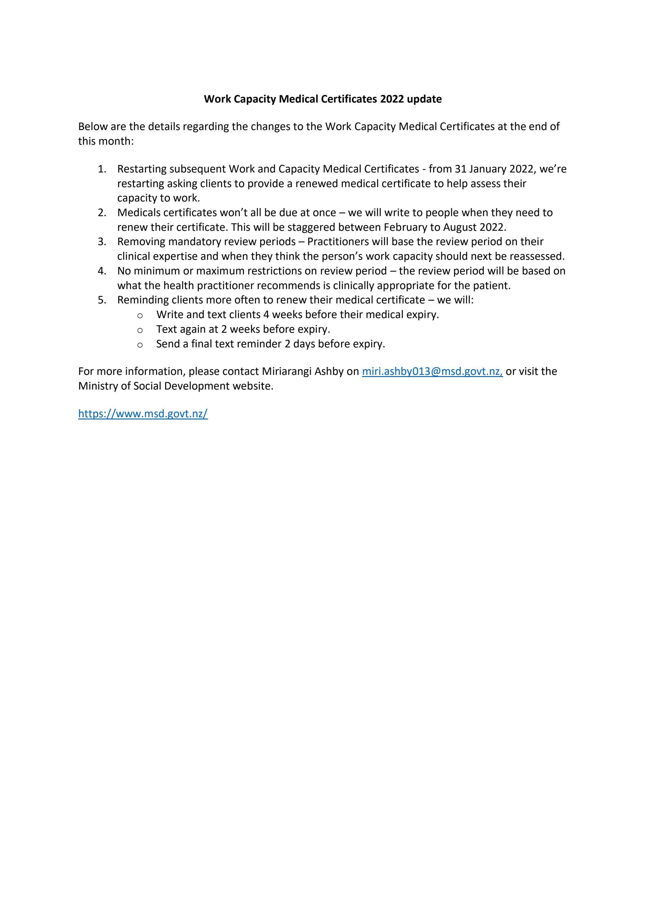 Work Capacity Medical Certificates 2022 update by WBOP PHO - Issuu