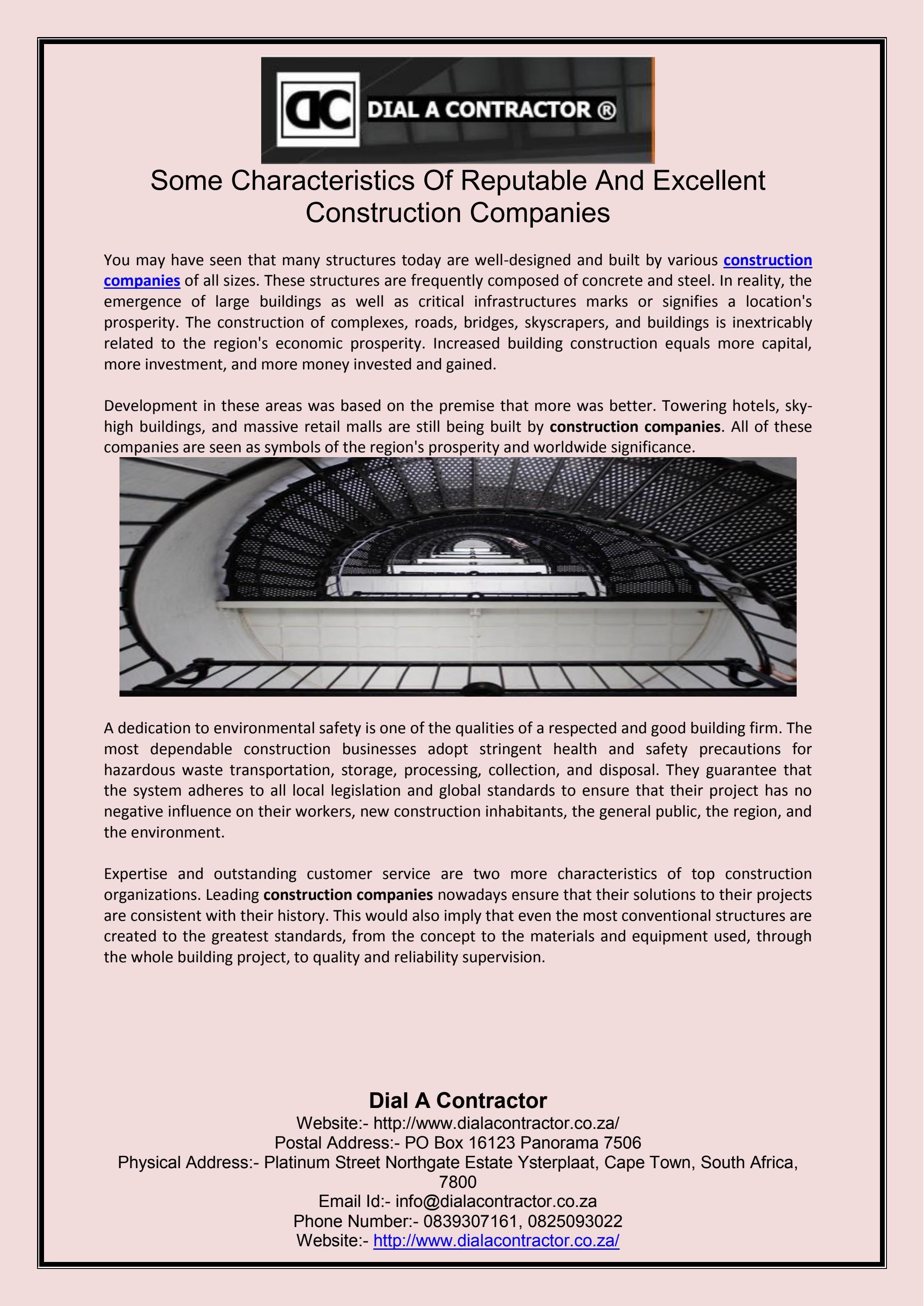 Some Characteristics Of Reputable And Excellent Construction Companies ...