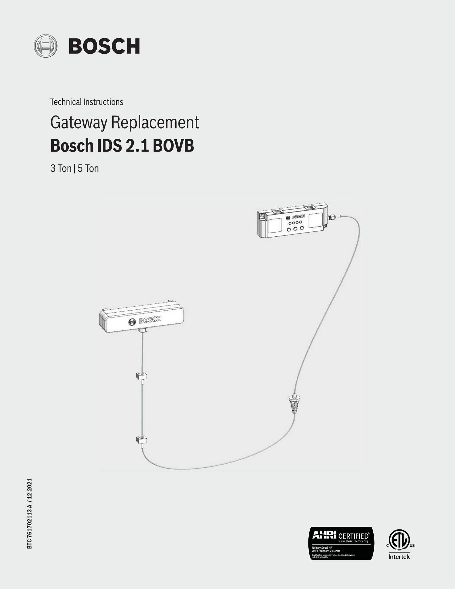 Bosch Premium Connected BOVB20 Gateway Replacement Instructions by ...