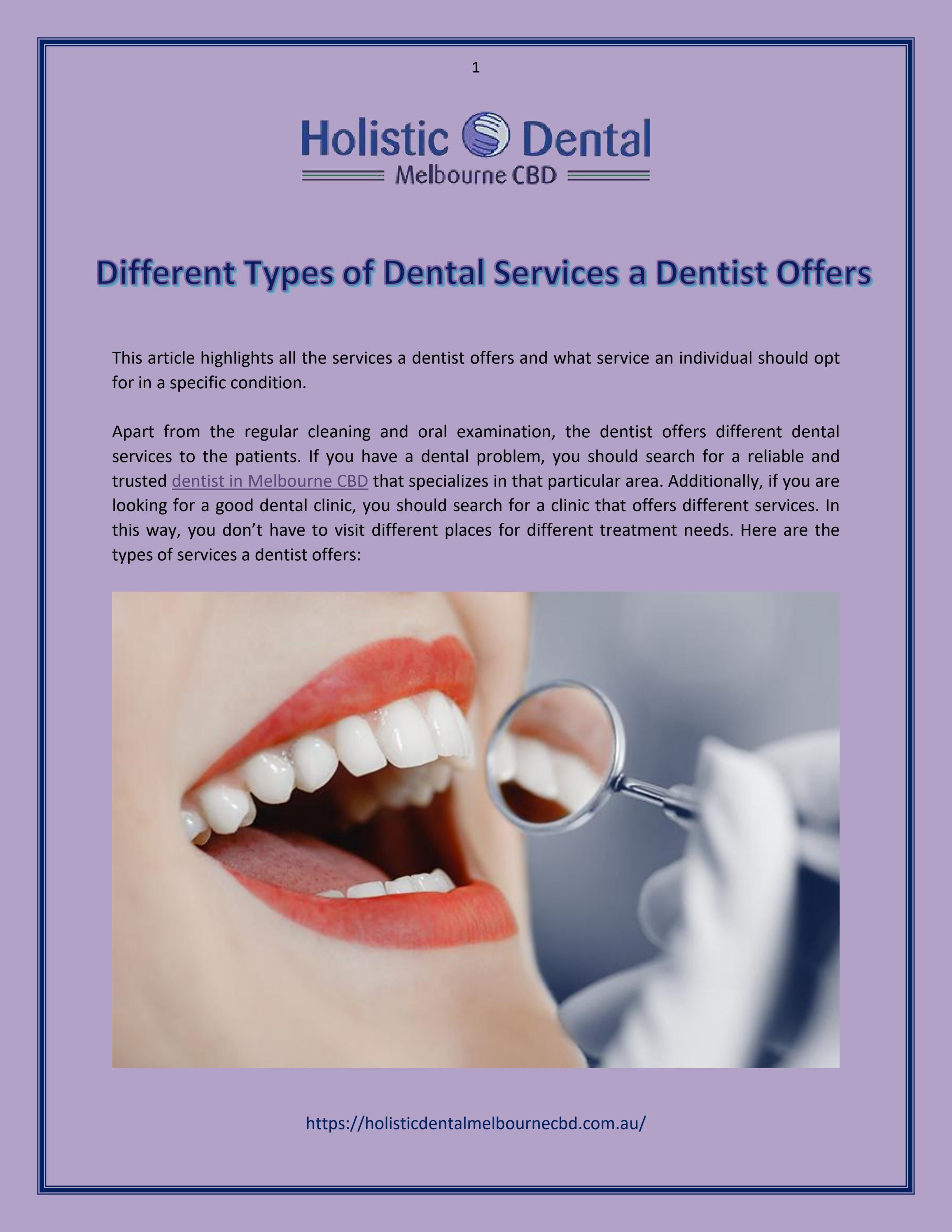 Different Types of Dental Services a Dentist Offers by Holistic Dental ...