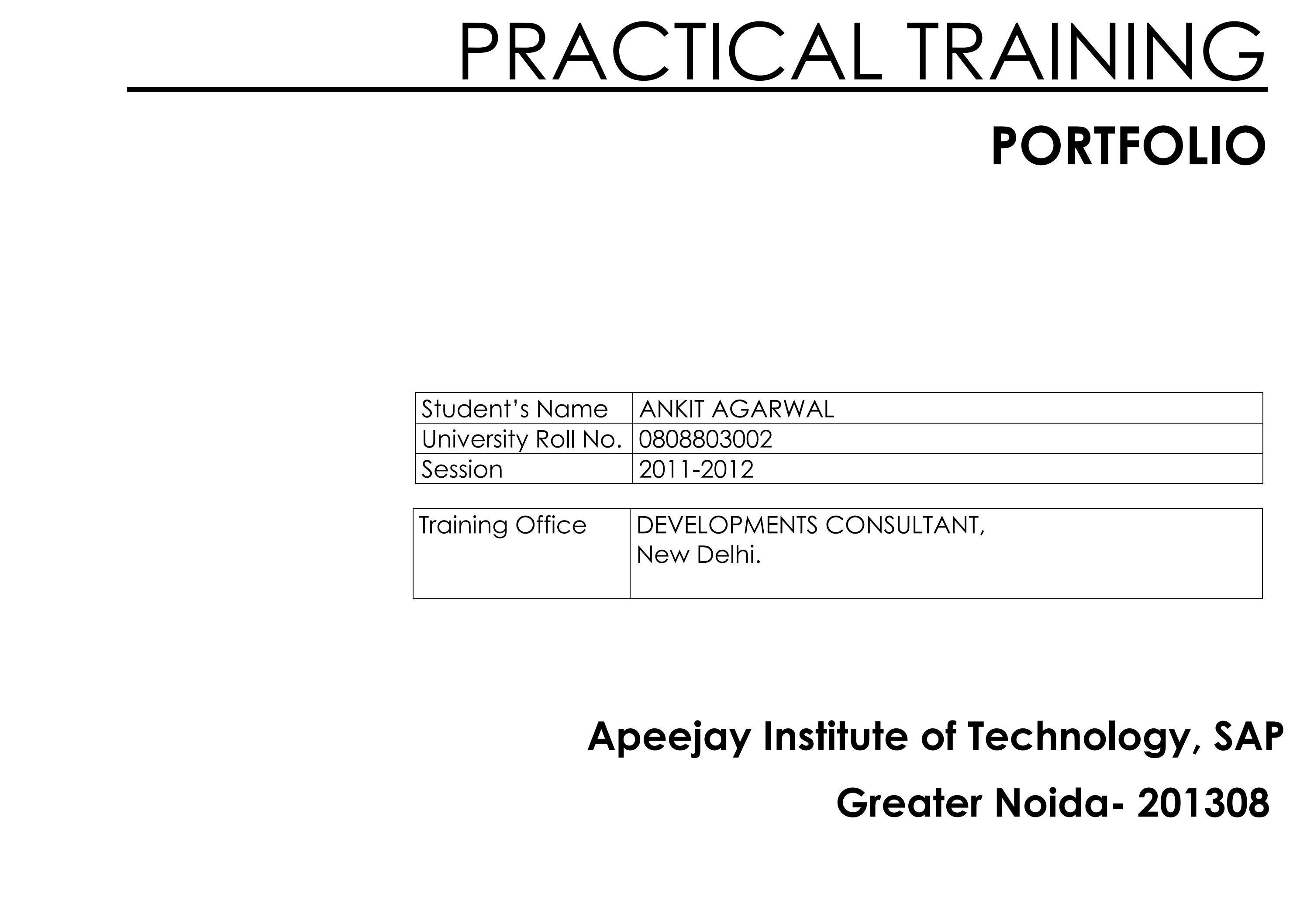 PRACTICAL TRAINING PORTFOLIO 2011-2012 by Ar.ANKIT AGARWAL - Issuu