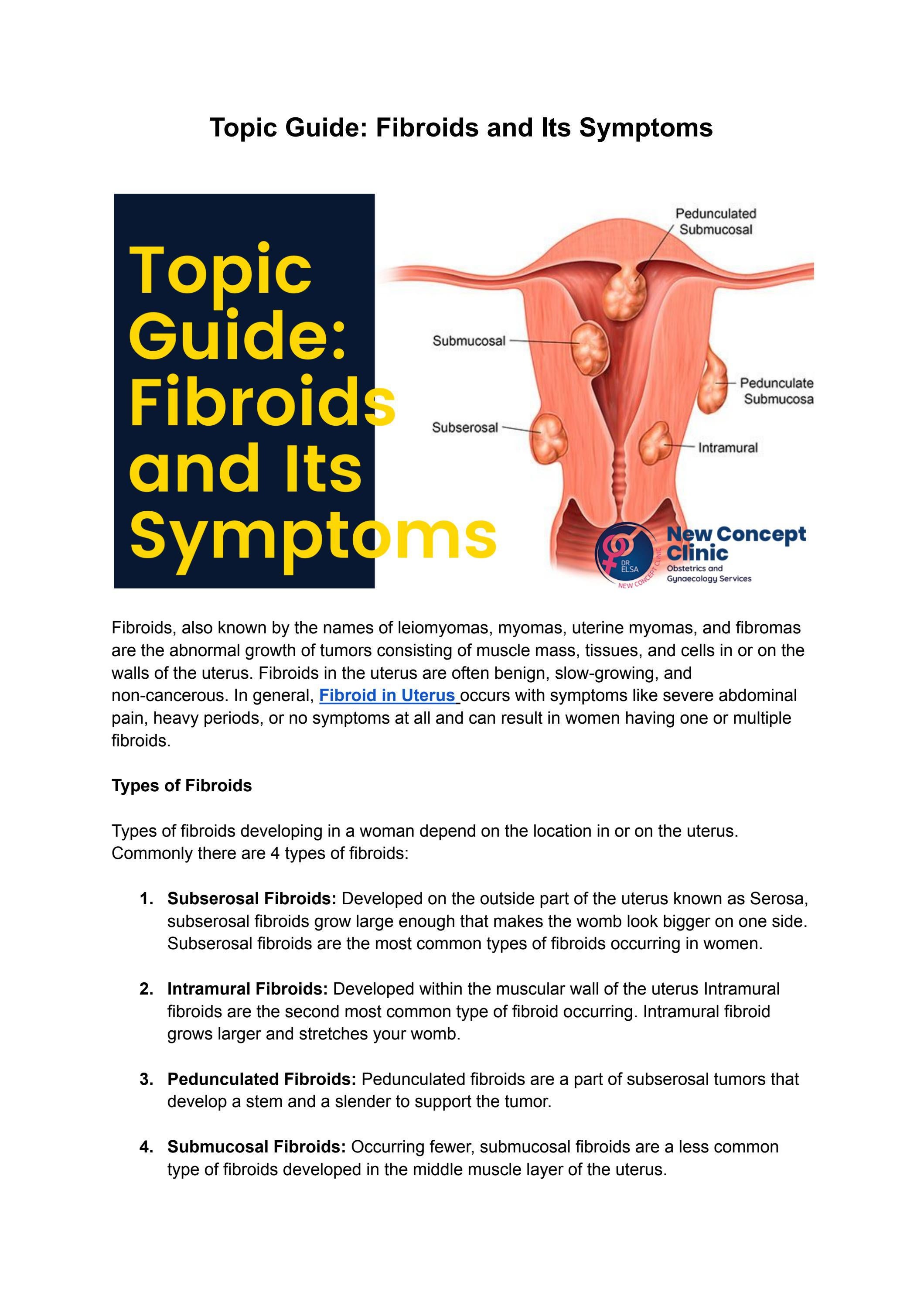 Topic Guide : Fibroids and its Symptoms by Drelsa Menezes - Issuu