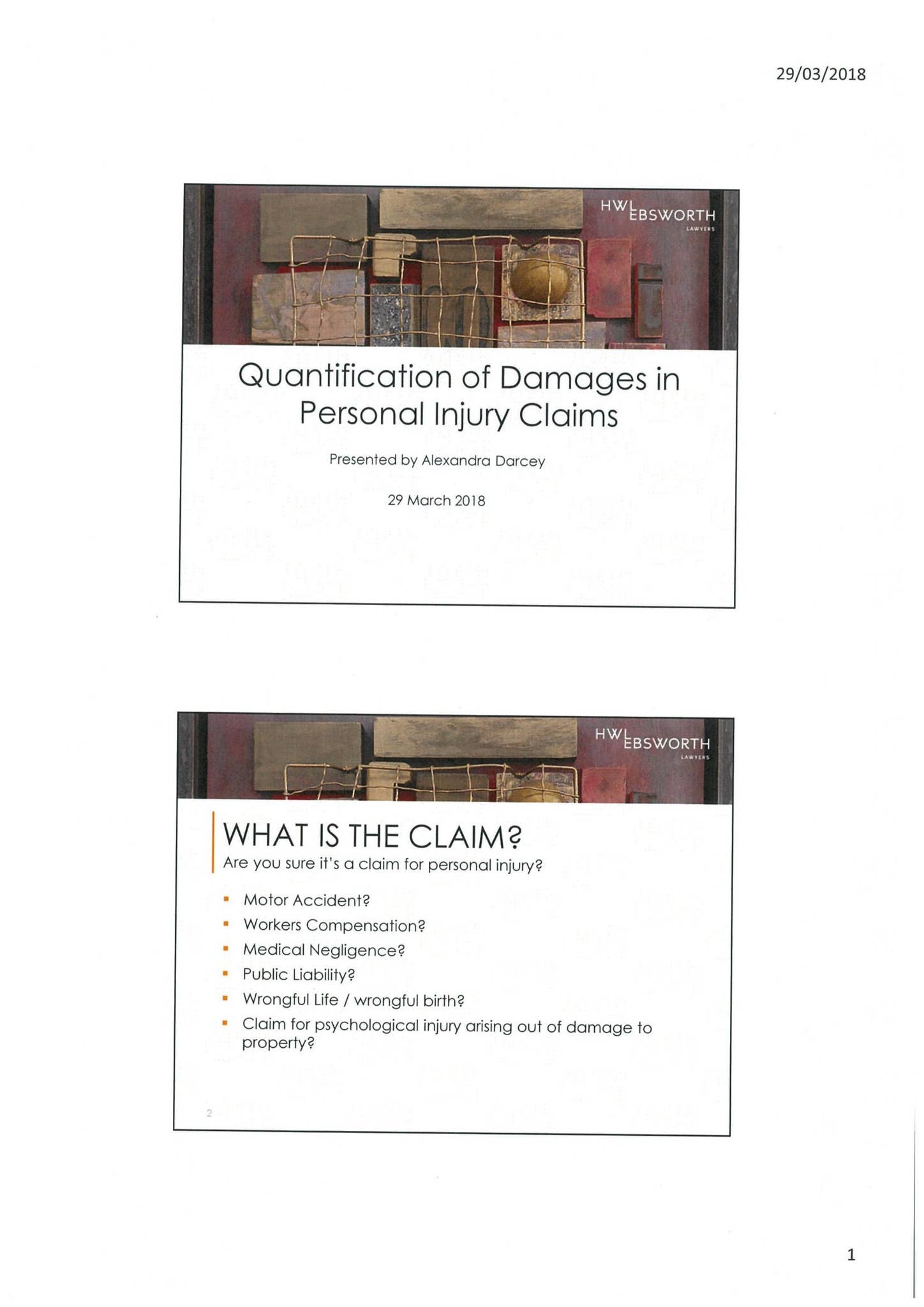 Quantification of Damages in Personal Injury Claims Slides by ...