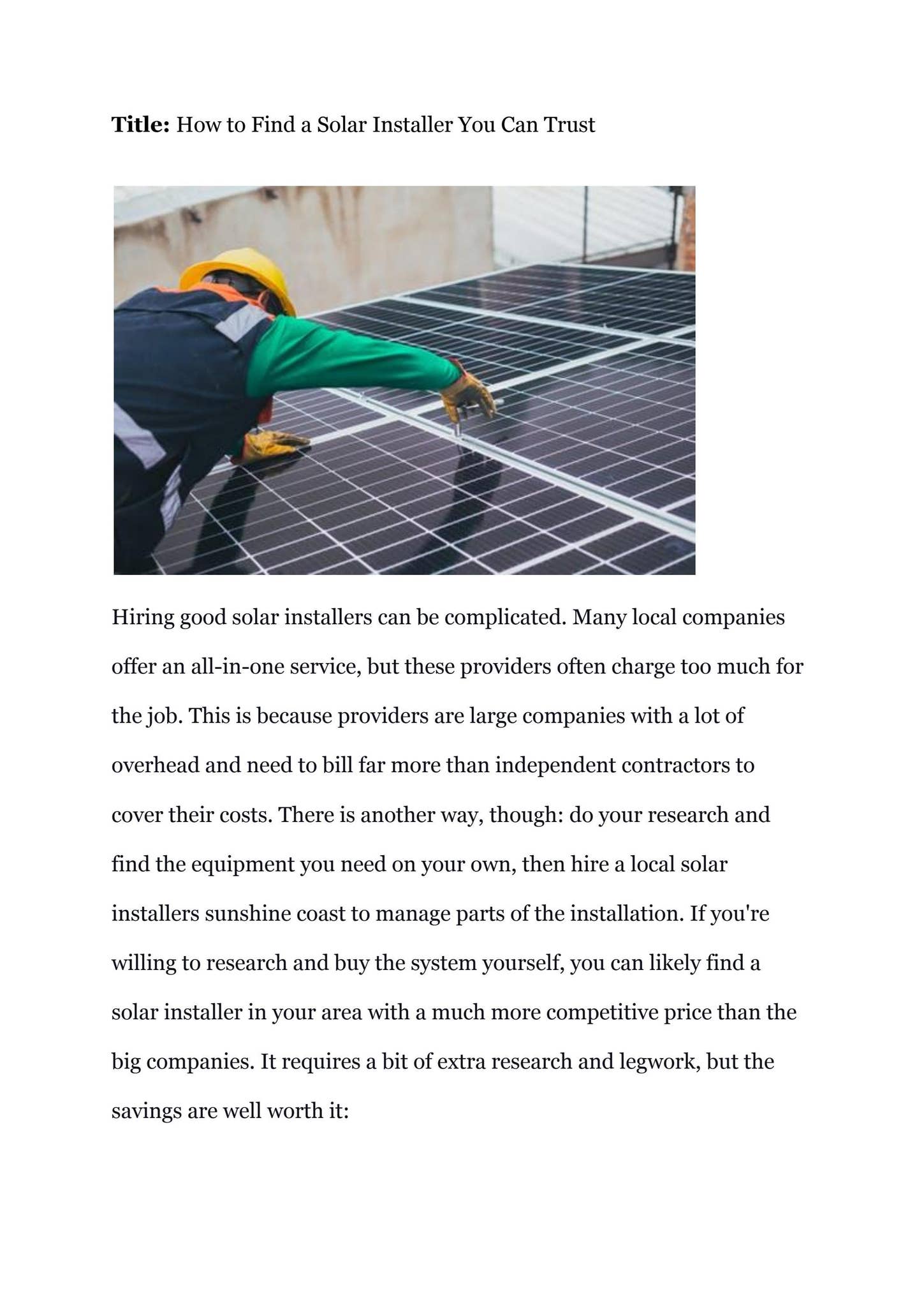 How to Find a Solar Installer You Can Trust. by ahlecsolar - Issuu