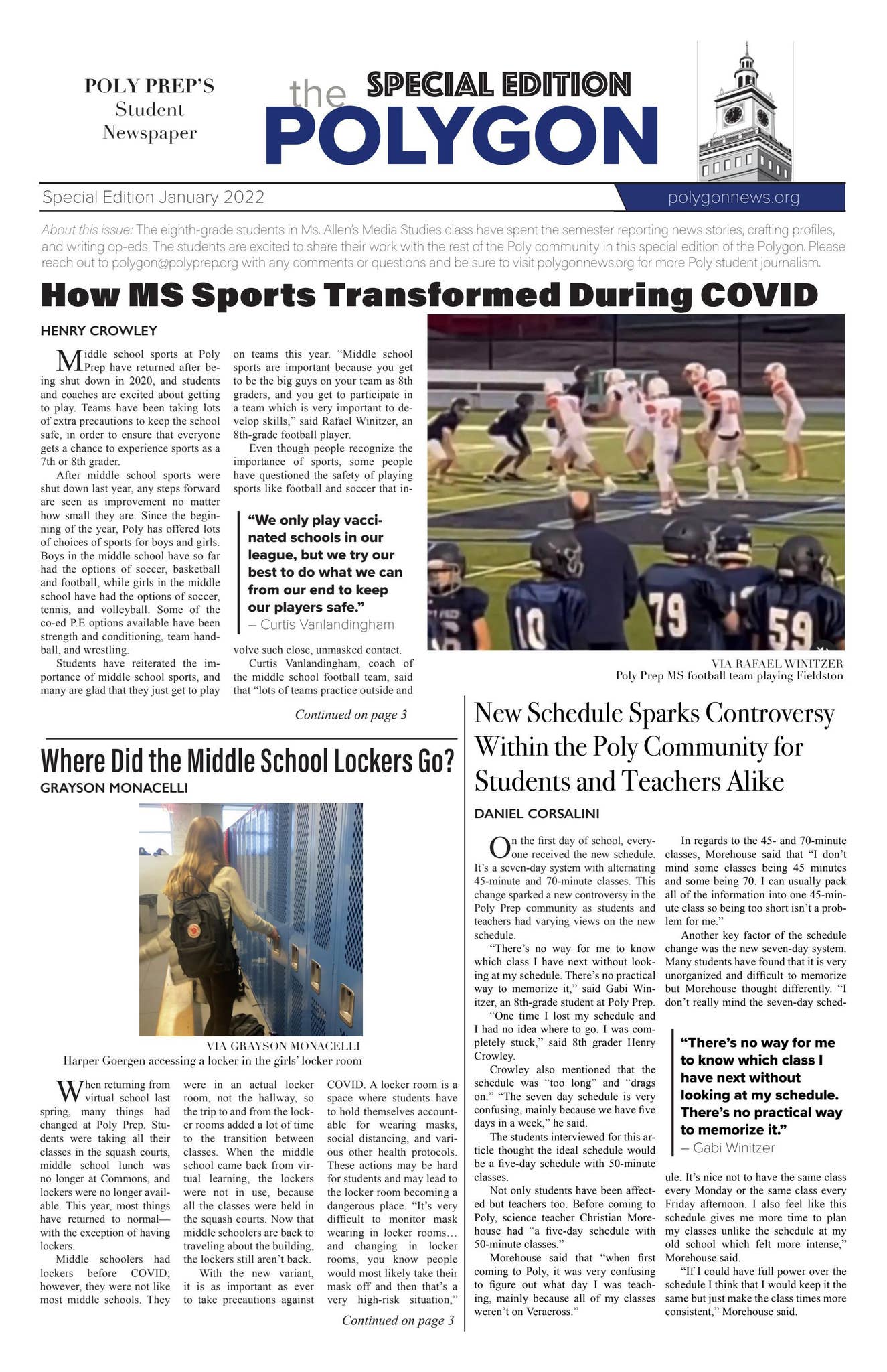 Middle School Newspaper - Special Edition by Poly Prep Country Day ...