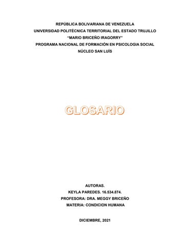 Glosario Condición Humana by Keyla Paredes - Issuu