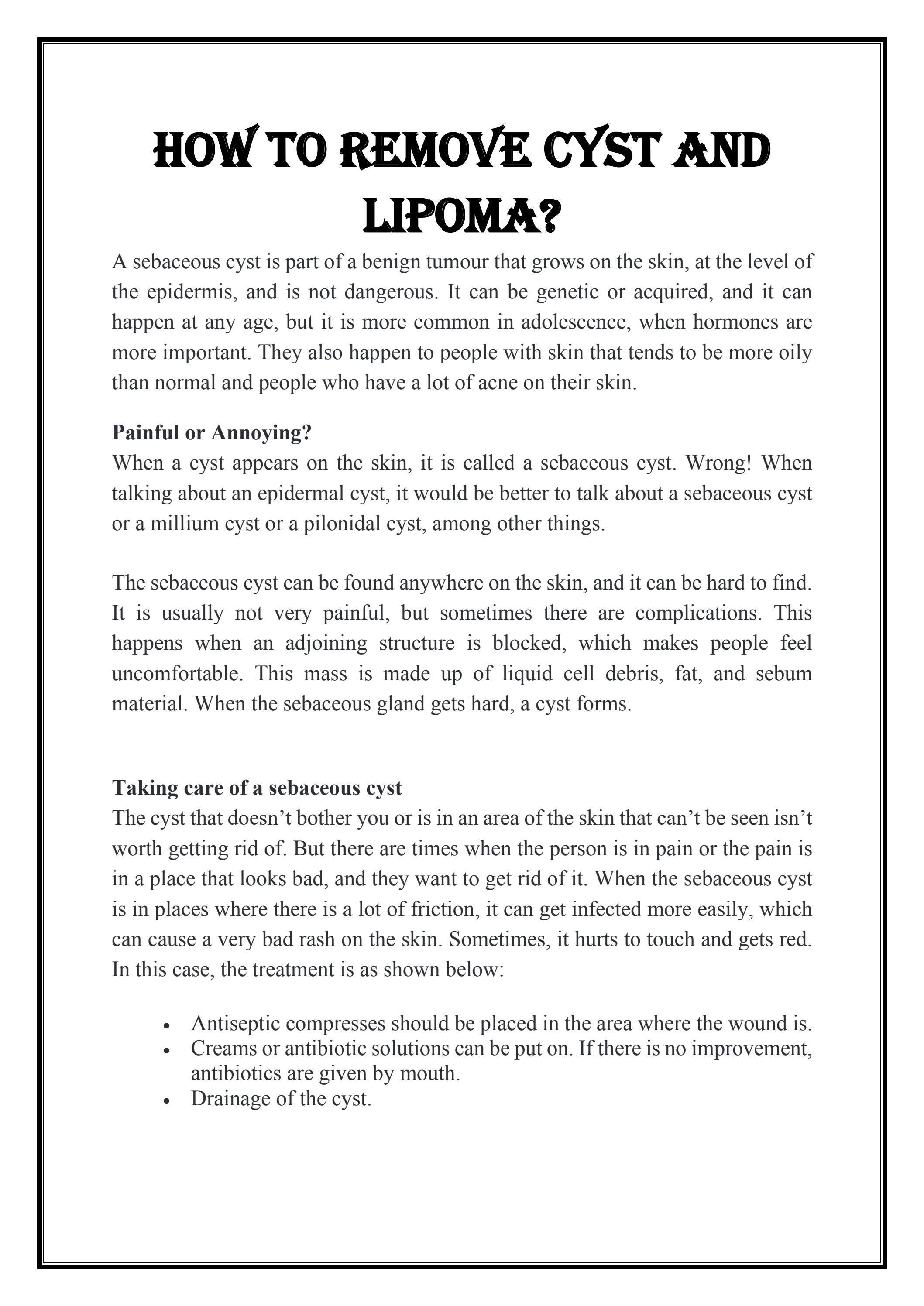 How to Remove Cyst and Lipoma? by tmary7641 - Issuu