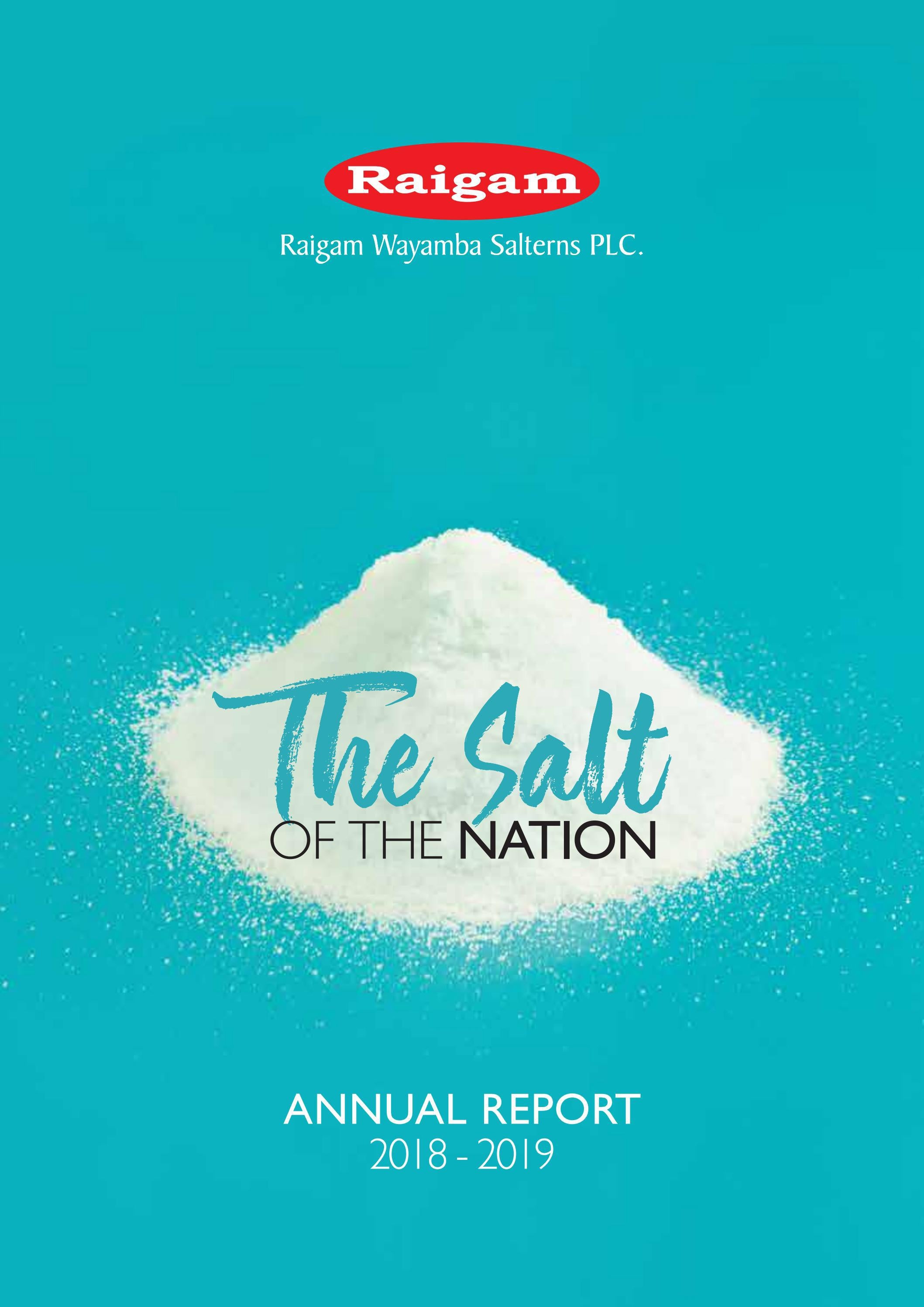 Raigam Wayamba Salterns - Annual Report - 2018 | 2019 by Olive ...
