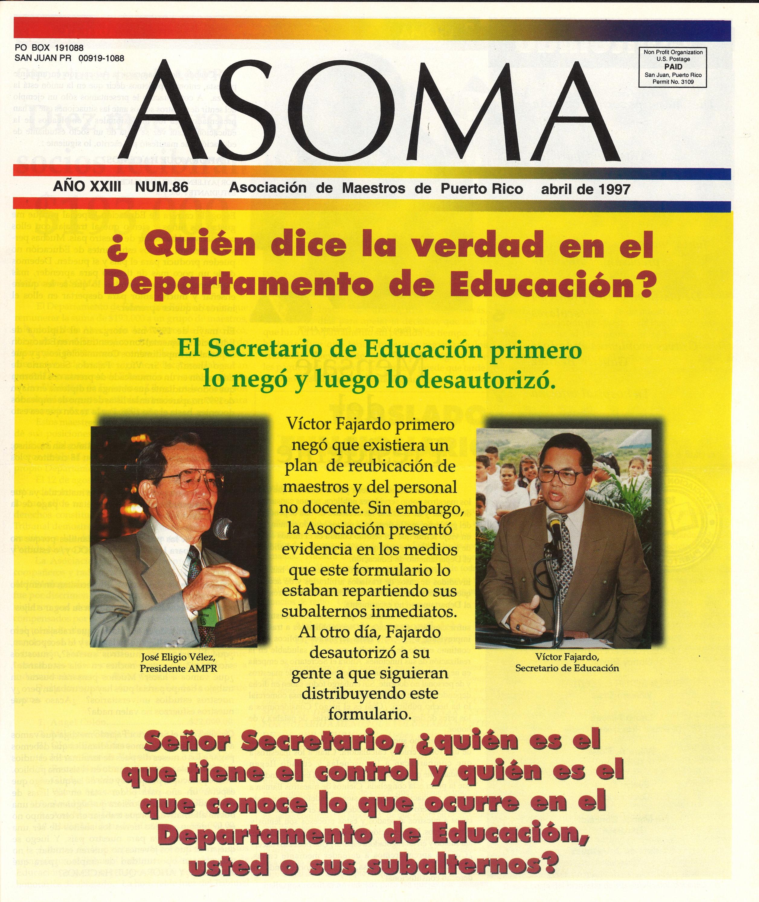 Asoma Año XXIII Núm. 86 abril de 1997 by Asociación de Maestros de ...