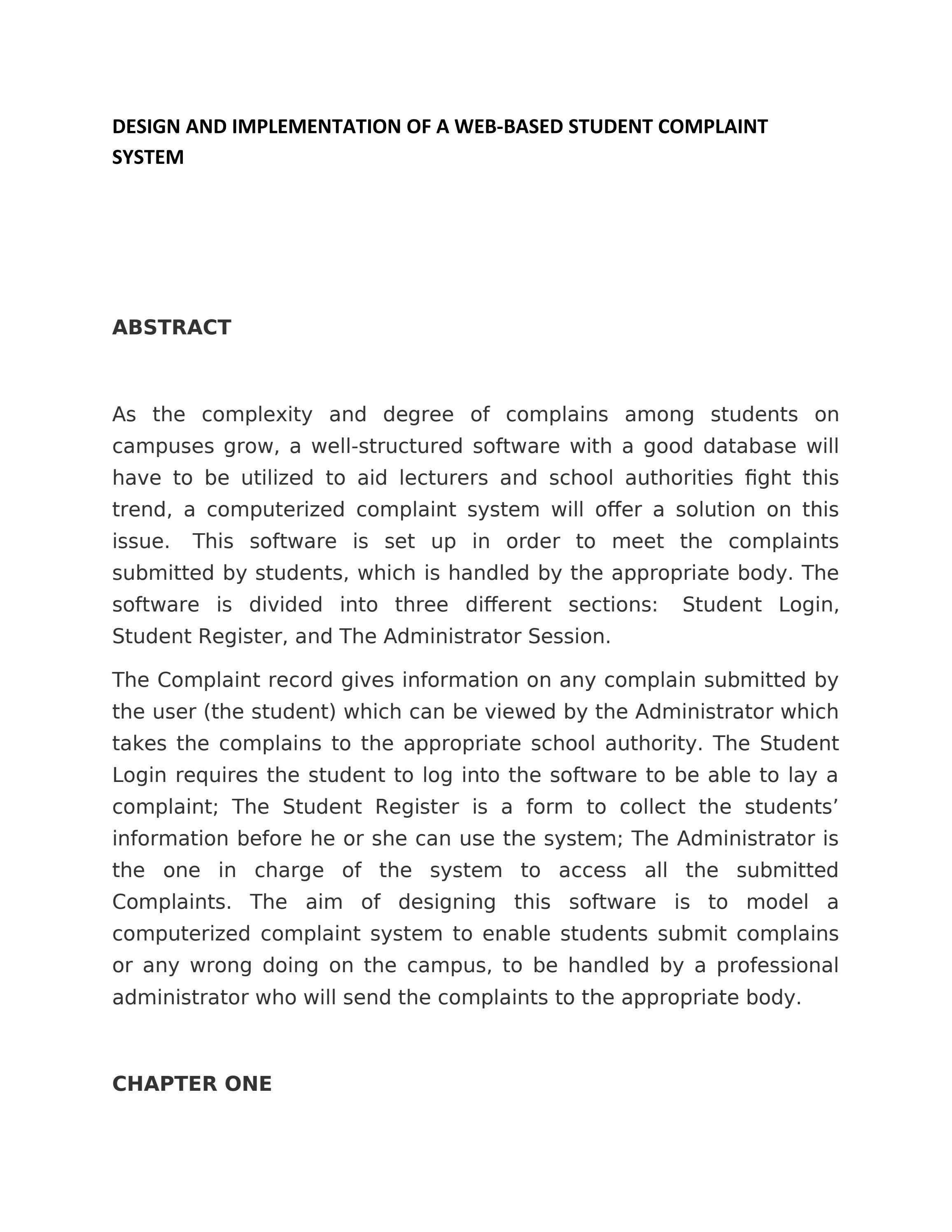 Design And Implementation Of A Web-Based Student Complaint System by ...