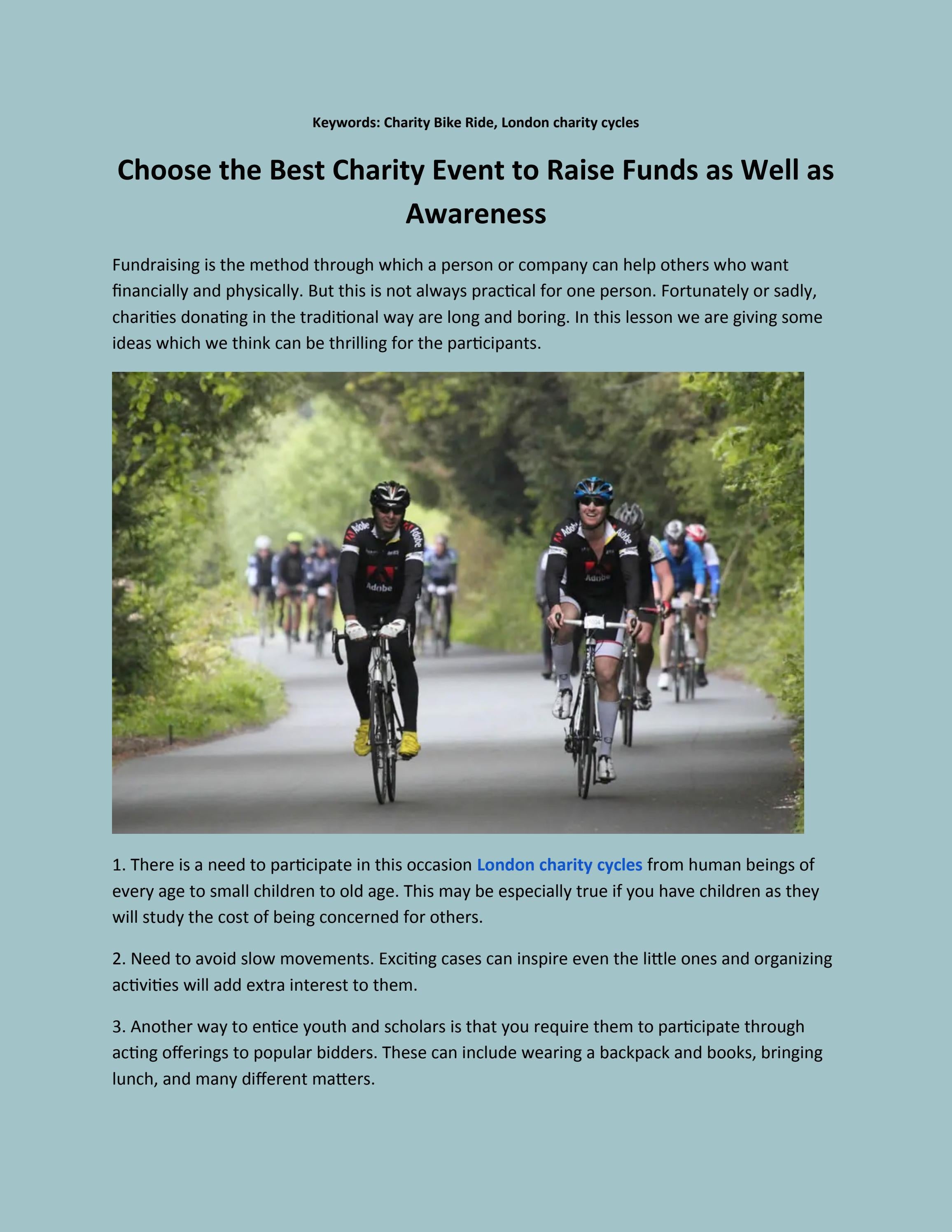 Choose the Best Charity Event to Raise Funds as Well as Awareness by ...