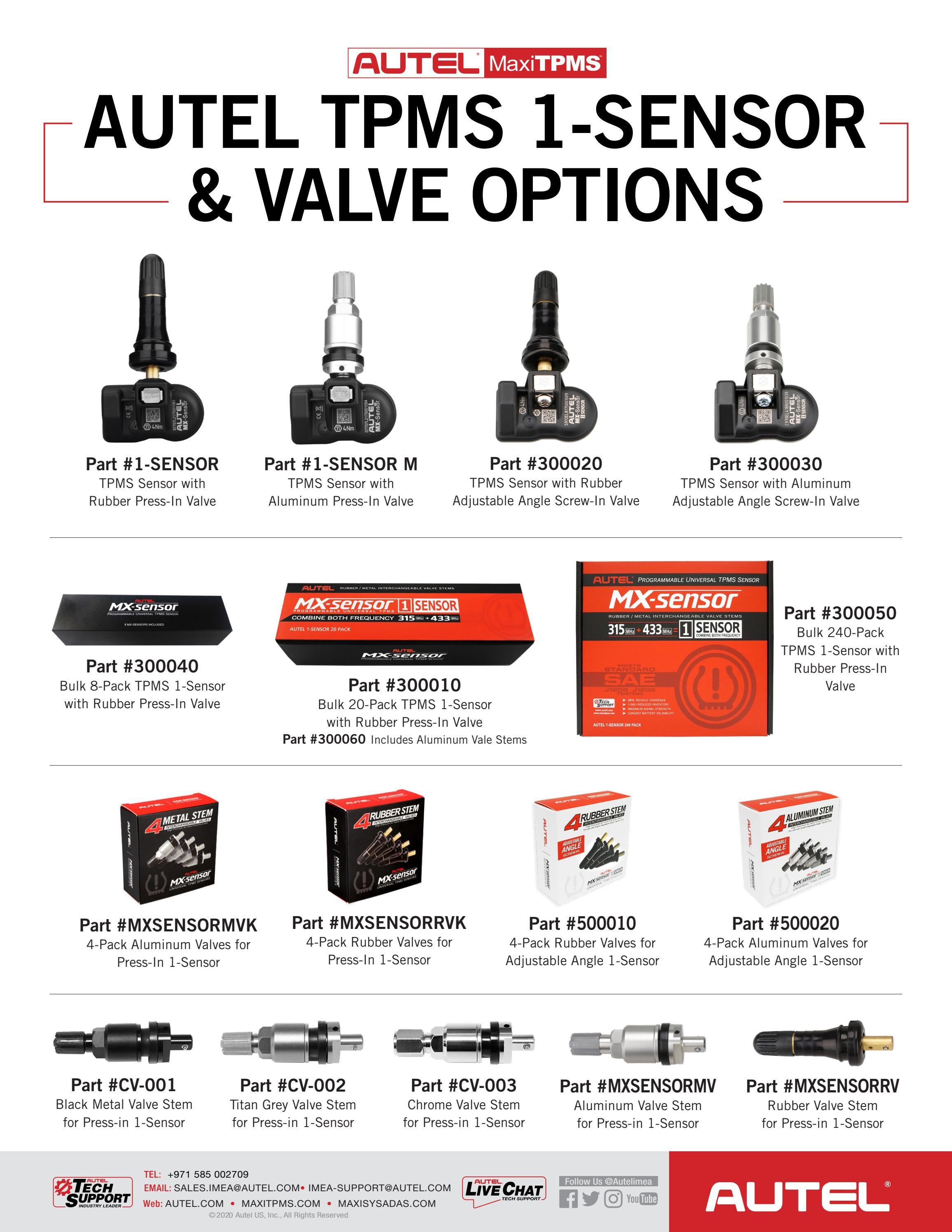 AUTEL MaxiTPMS 1-SENSOR & VALVE OPTIONS مستشعرات أوتل لنظام مراقبة ضغط ...